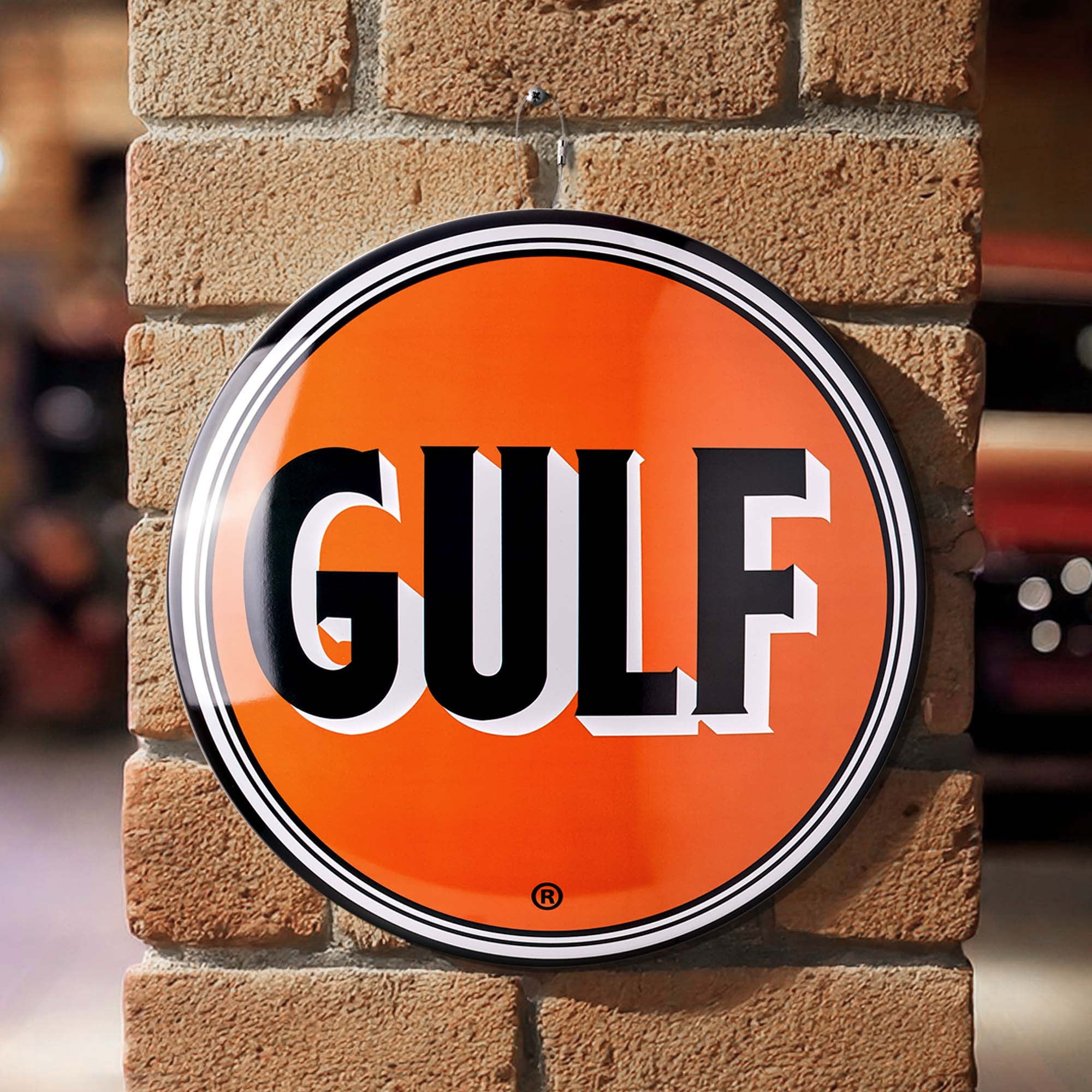 American Art Decor Gulf Vintage Logo Metal Wall Art 15" – Lightweight ...