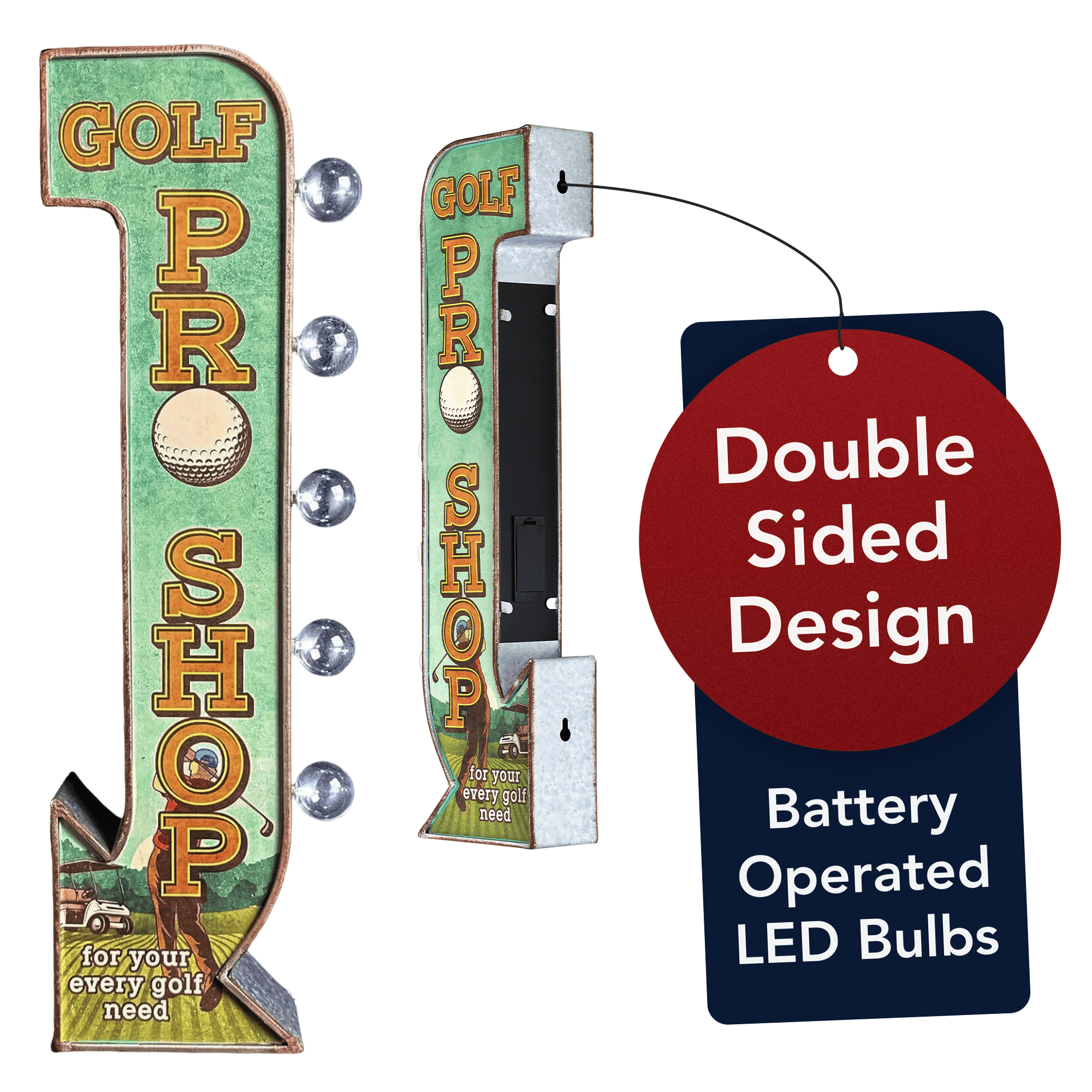 American Art Decor Metal LED Golf Pro Shop Marquee Sign - 27" x 6" x 3 ...