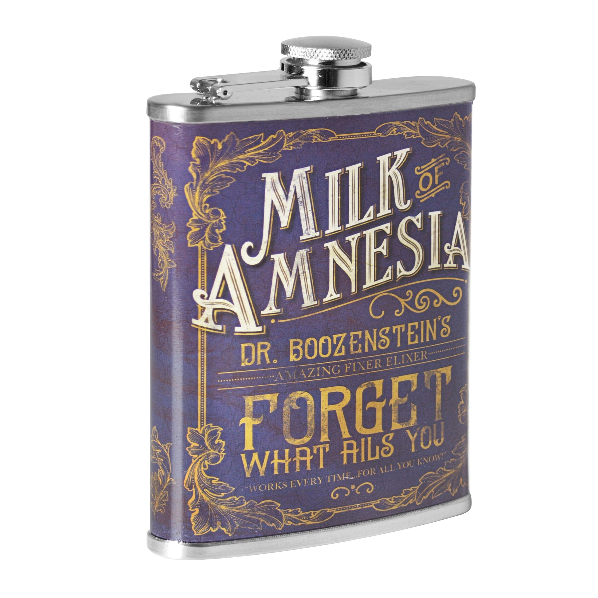 American Art Decor Milk of Amnesia Stainless Steel 8 oz Liquor Flask ...