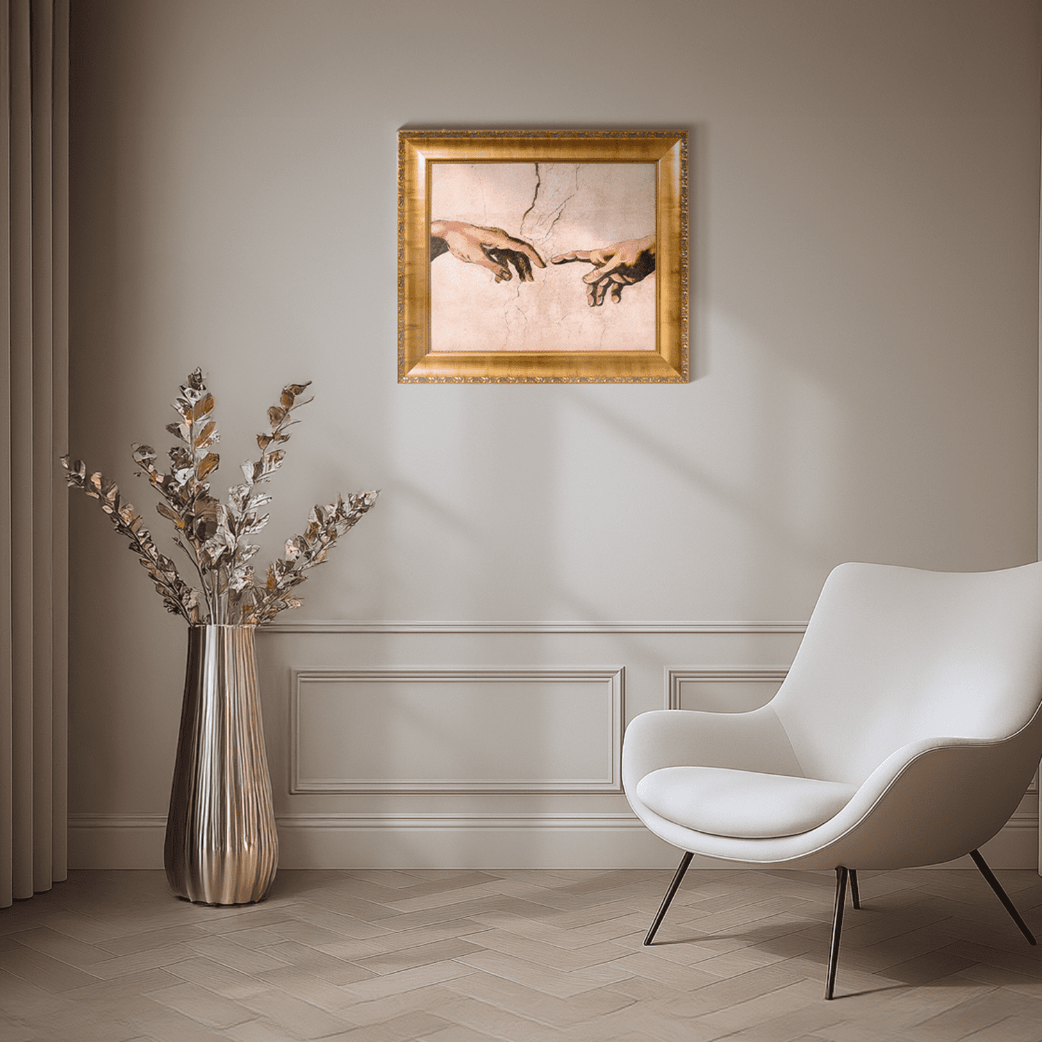 American Art Decor Ornate Framed Creation of Adam Canvas Print by ...