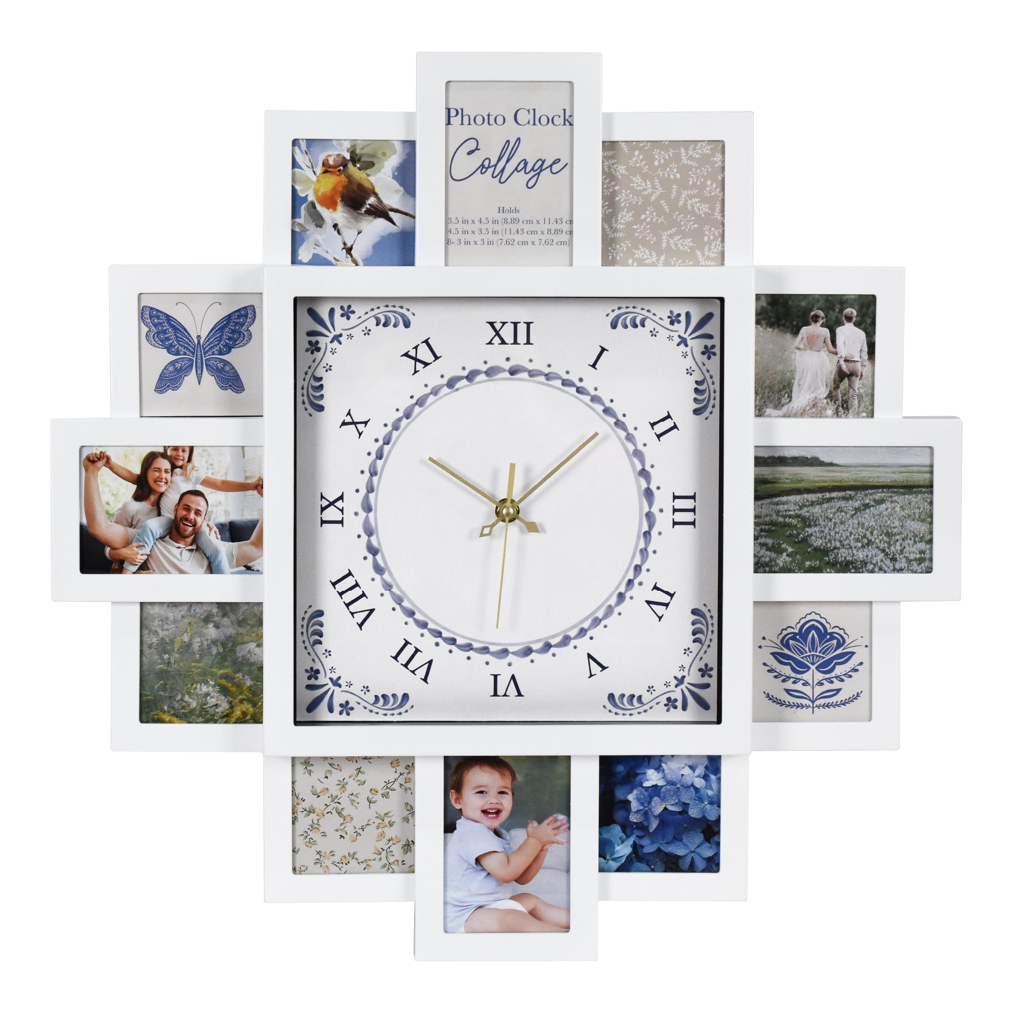 American Art Decor Picture Frame Collage Clock - 12 Photo Display Slots ...