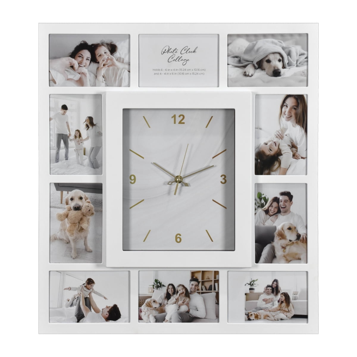 American Art Decor Picture Frame Collage Wall Clock - 10 Photo Display ...