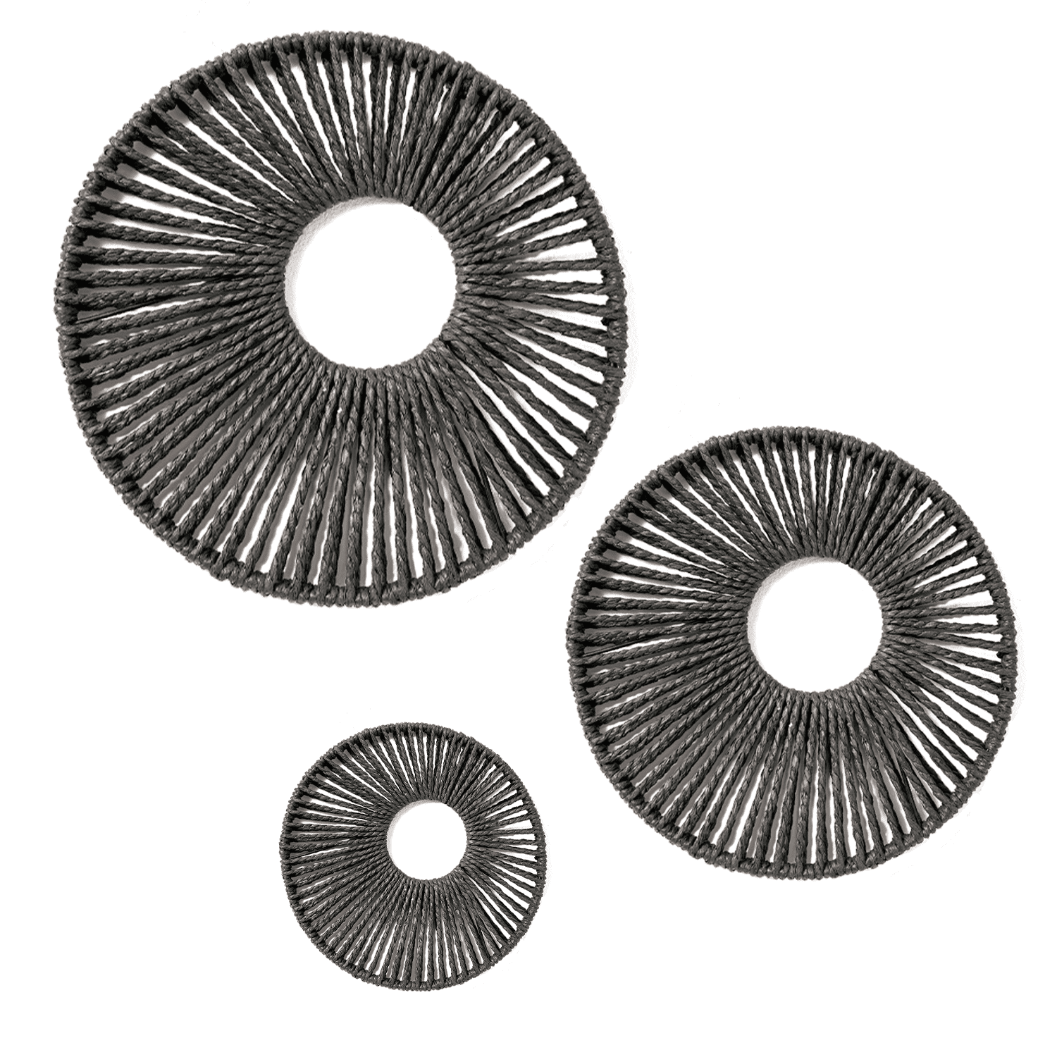 American Art Decor Round Paper Rope Wall Decor Set of 3, Black - Boho ...