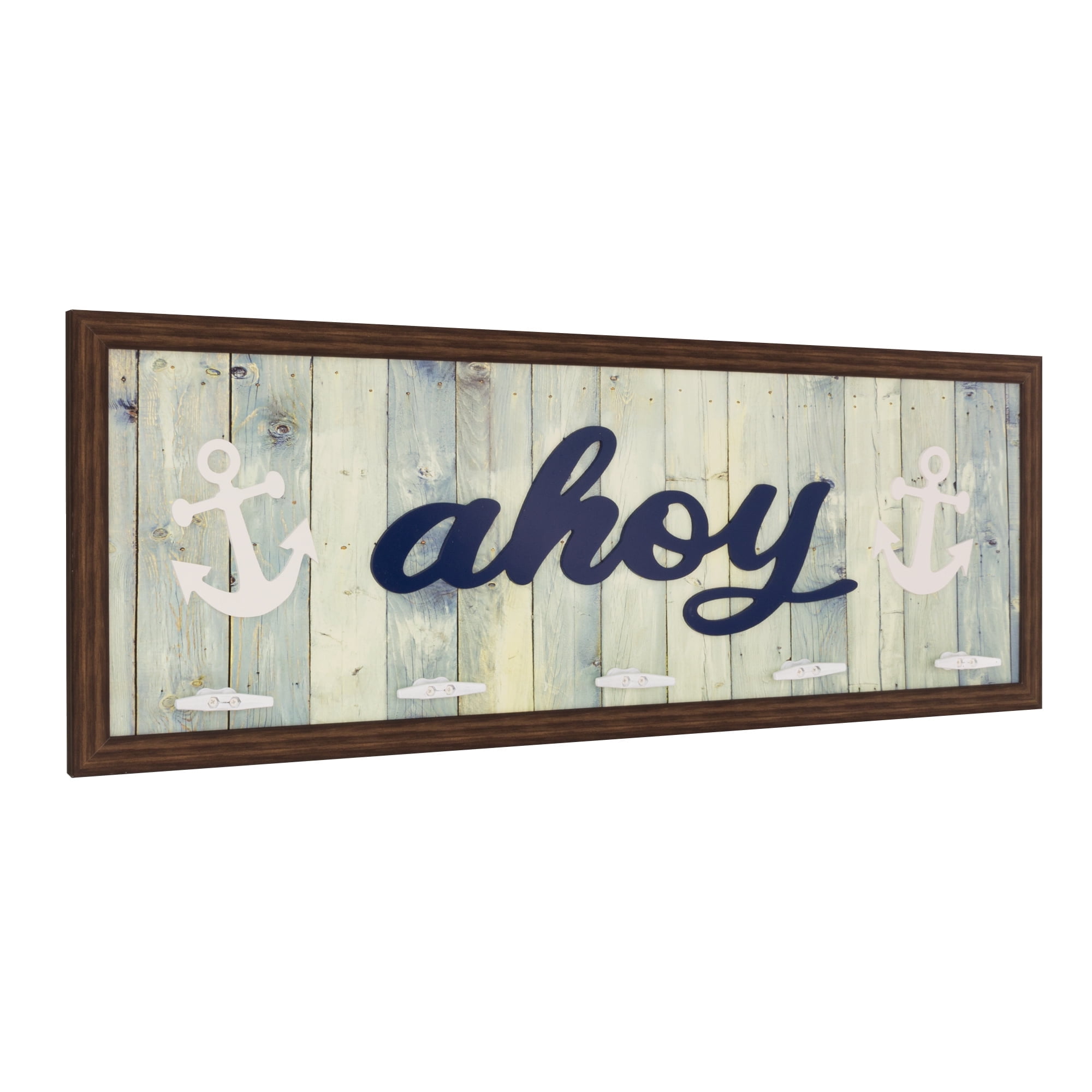American Art Decor Rustic Coastal Ahoy Framed Quote Rack - Photo Frame ...