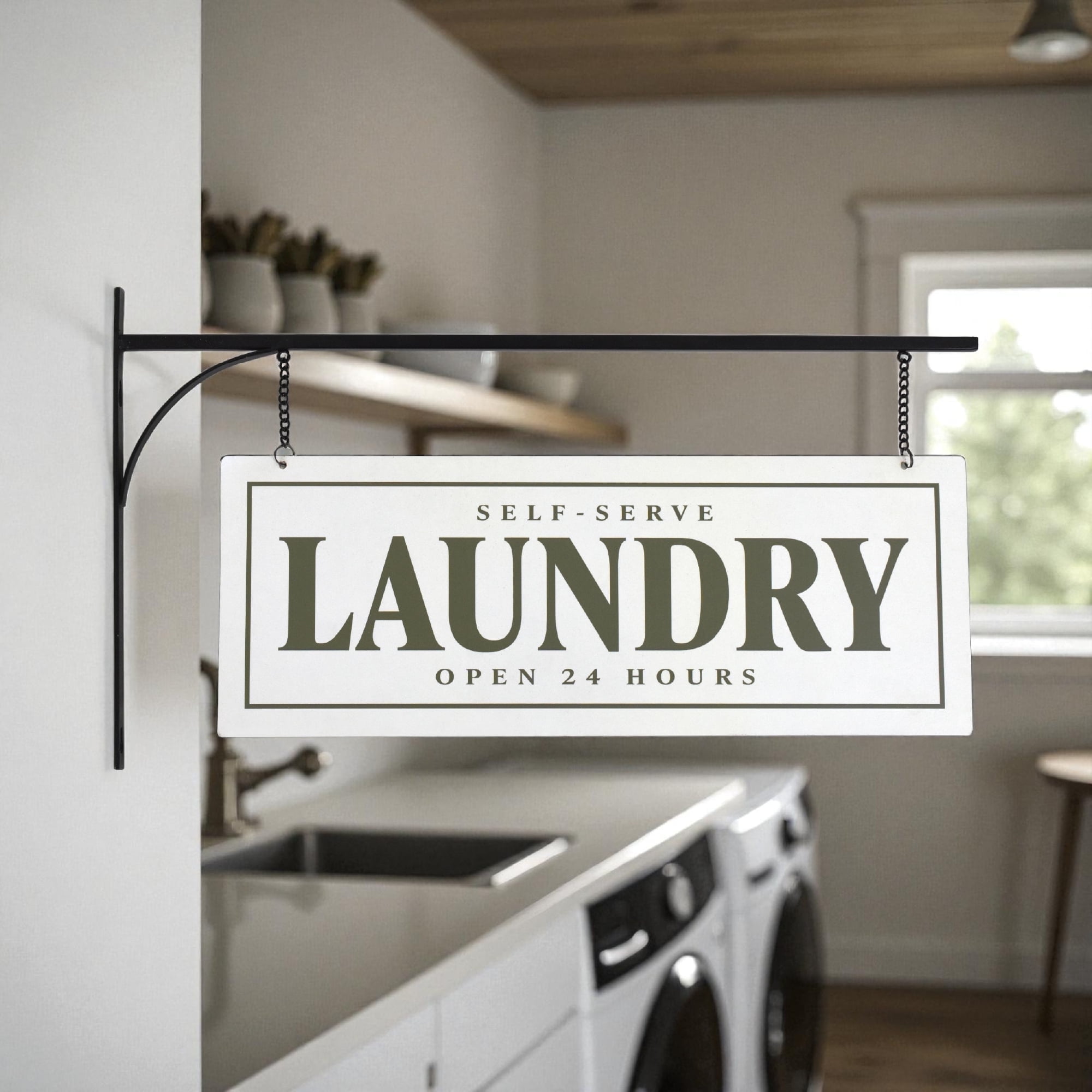 American Art Decor Self‑Serve Laundry Metal Sign - Double‑Sided Wall ...