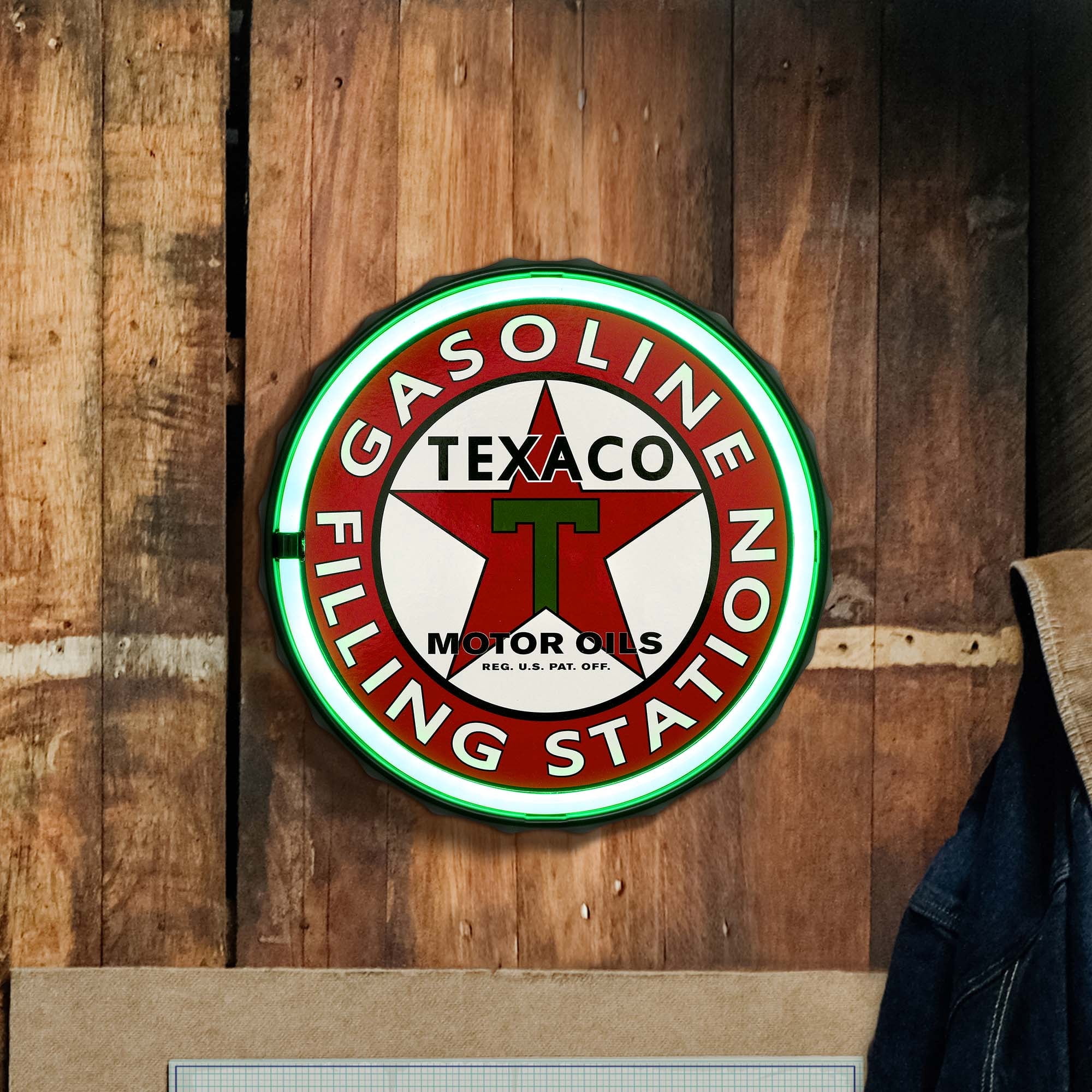 American Art Decor Texaco Gasoline LED Neon Rope Wall Sign - Battery ...