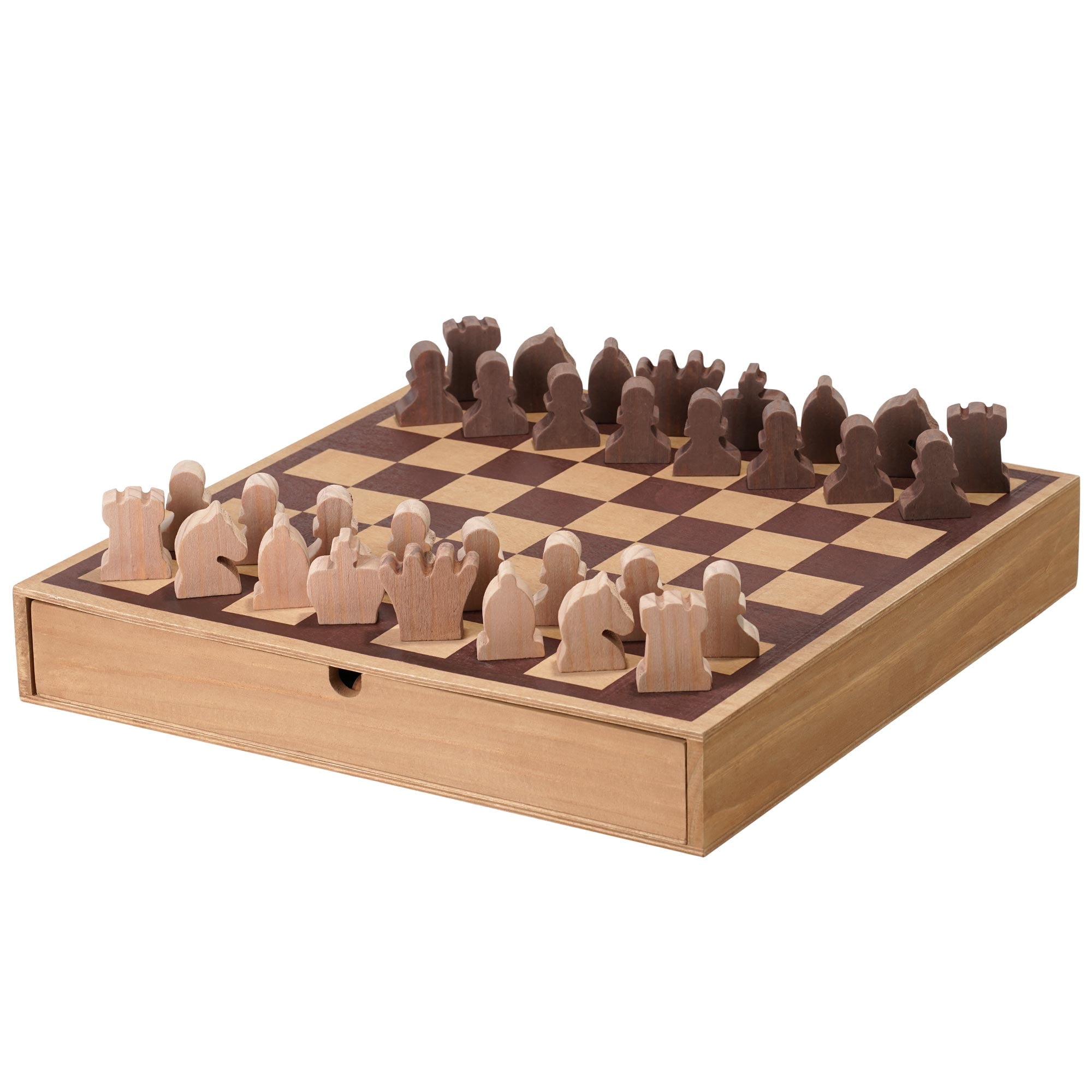 American Art Decor Wood Chess & Checkers Board Game Set with Drawer ...
