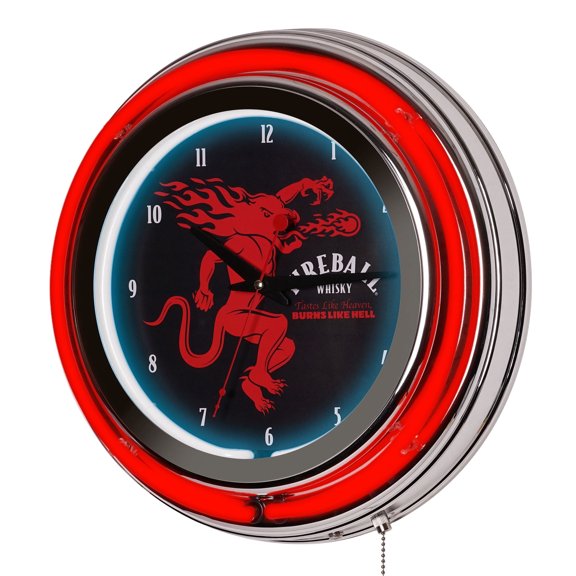 American Art Decor Wood Fireball Retro Round Neon Wall Analog Clock ...