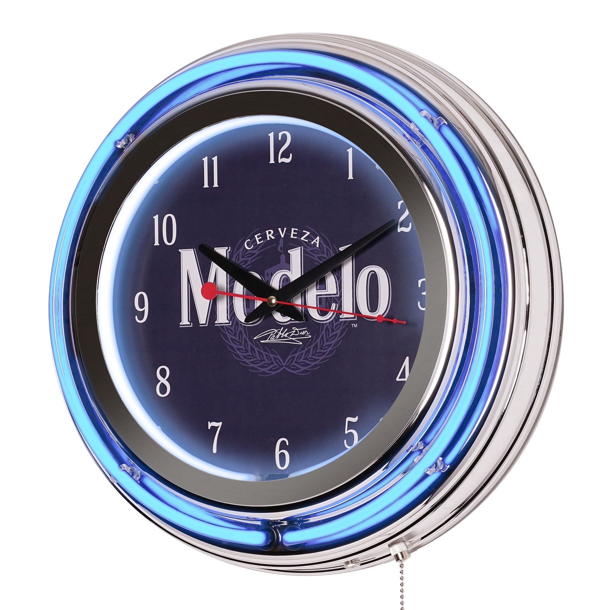 American Art Decor Wood Modelo Retro Round Neon Wall Analog Clock with ...