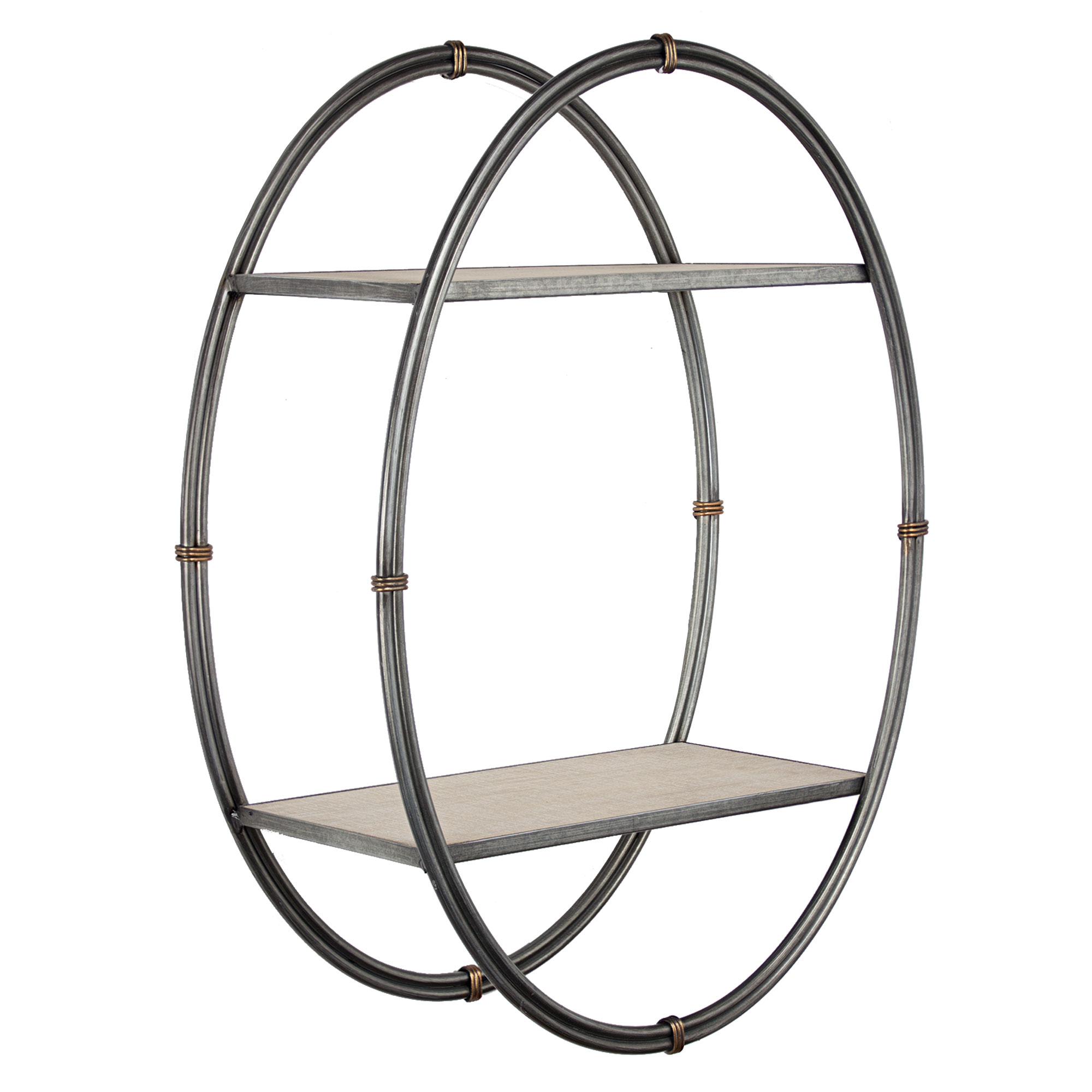 American Art Decor Wood and Metal Hanging Oval Floating Wall Shelf - 22 ...