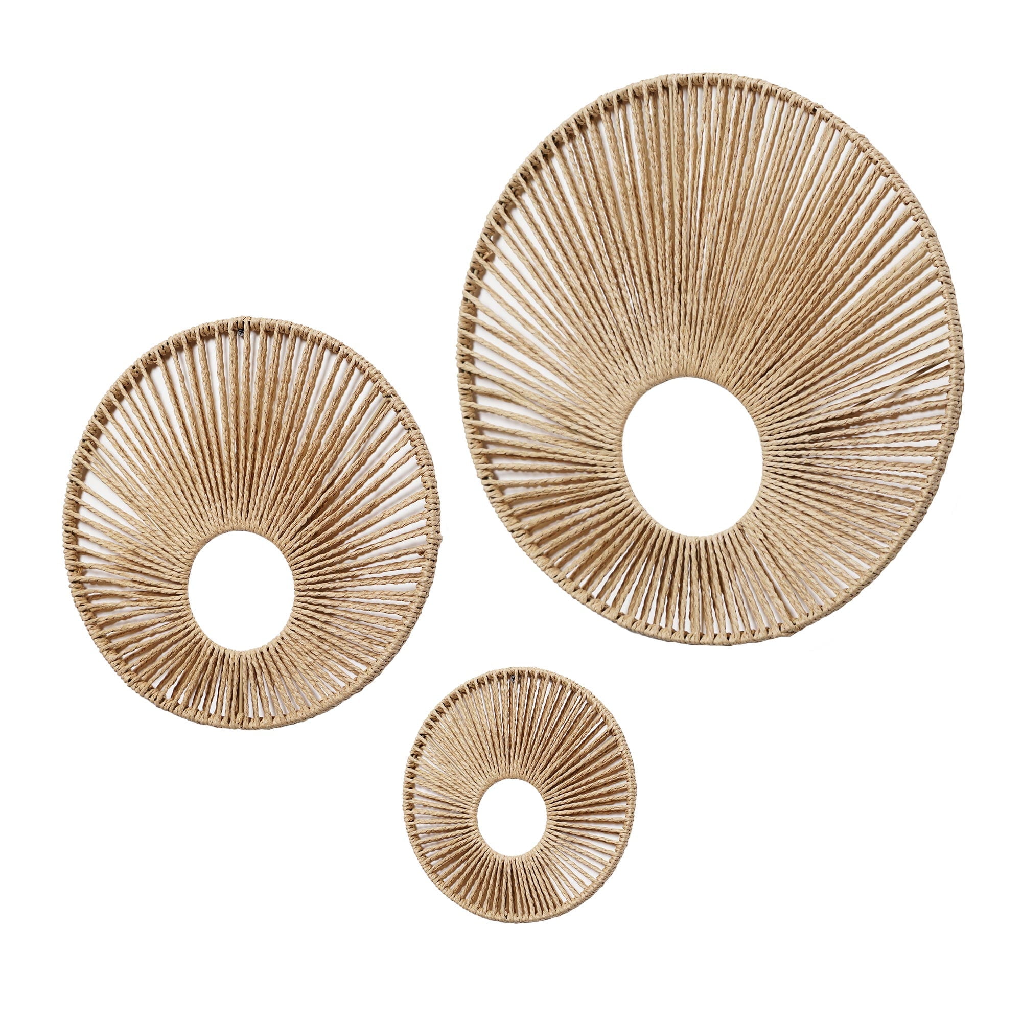 American Art Decor Boho Woven Paper Rope Sunburst Fan Farmhouse Wall ...