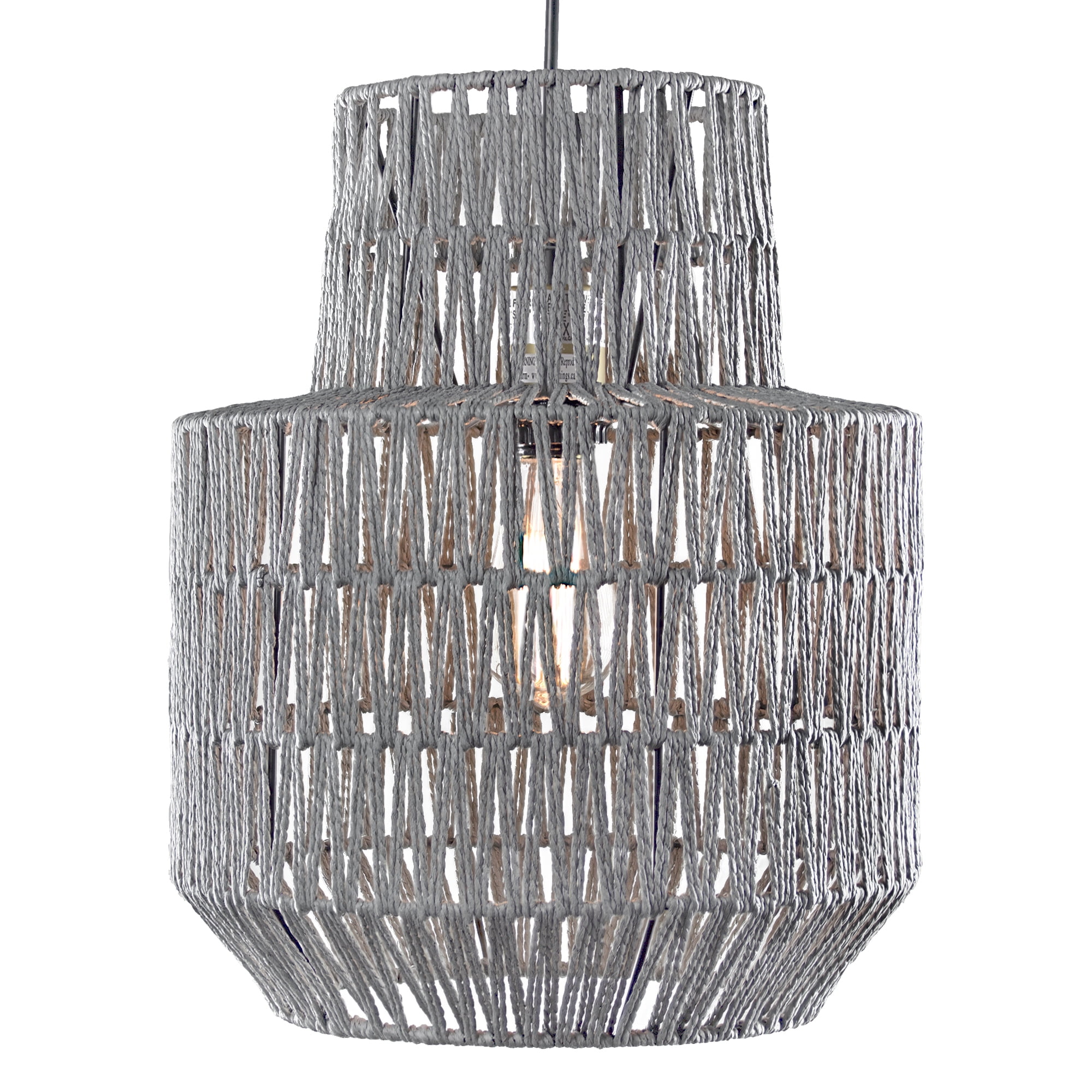American Art Decor Woven Rope Hanging Pendant Lamp (16" x 12.5 ...