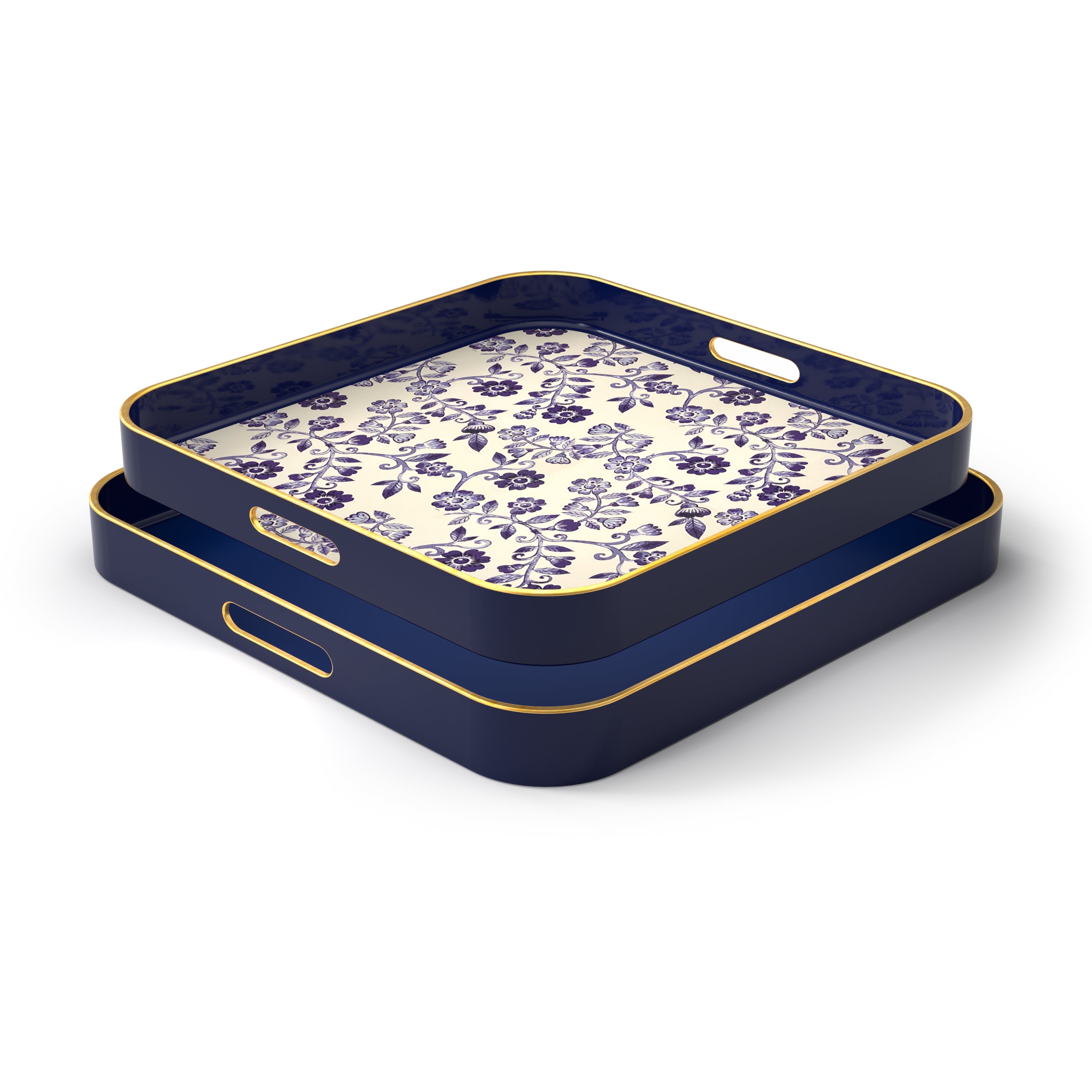 American Atelier 2-Piece Square Decorative Trays, Serving Tray with ...