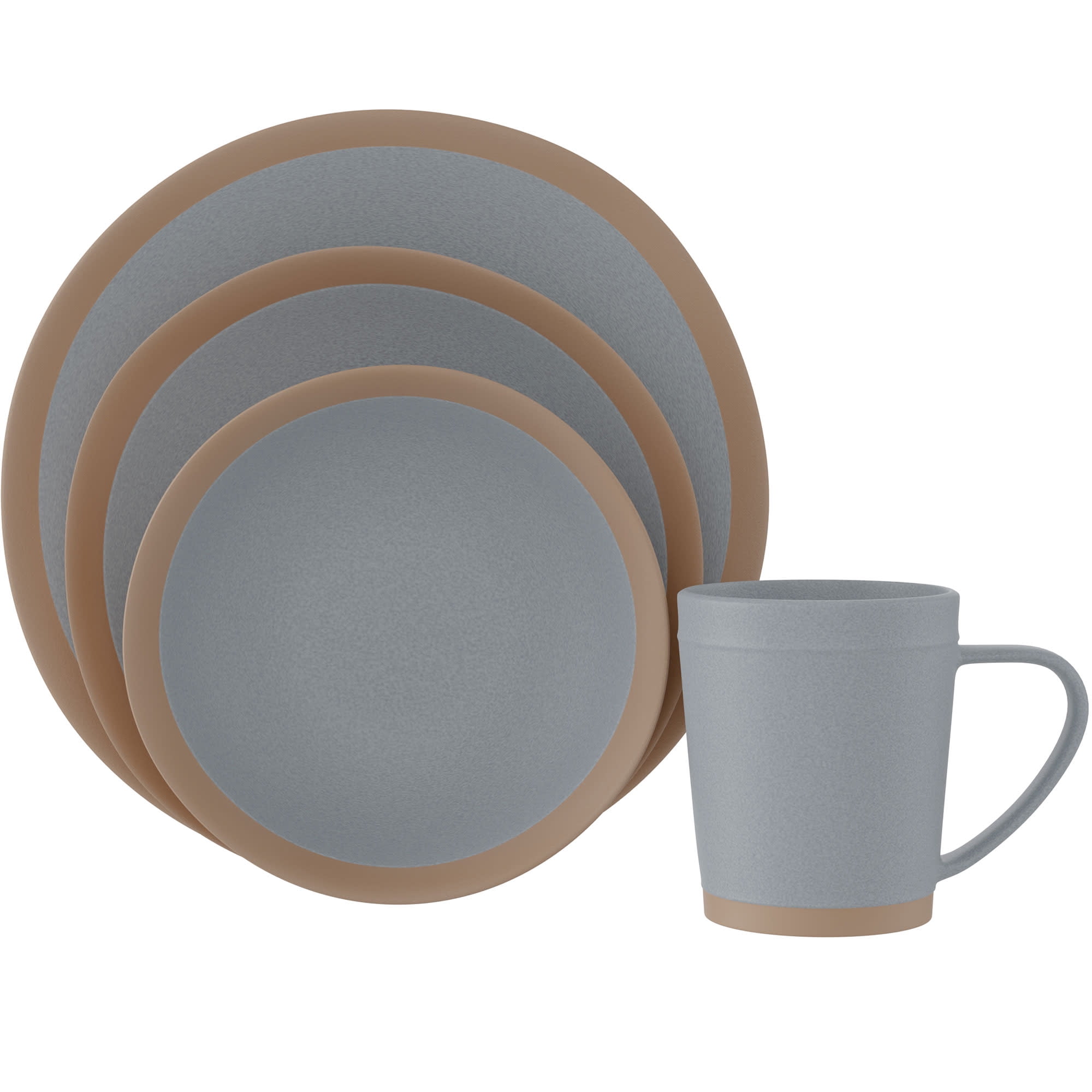 American Atelier 4 Pc Dinnerware Set w/ Terra Cotta Bottom - Gray, Gray ...