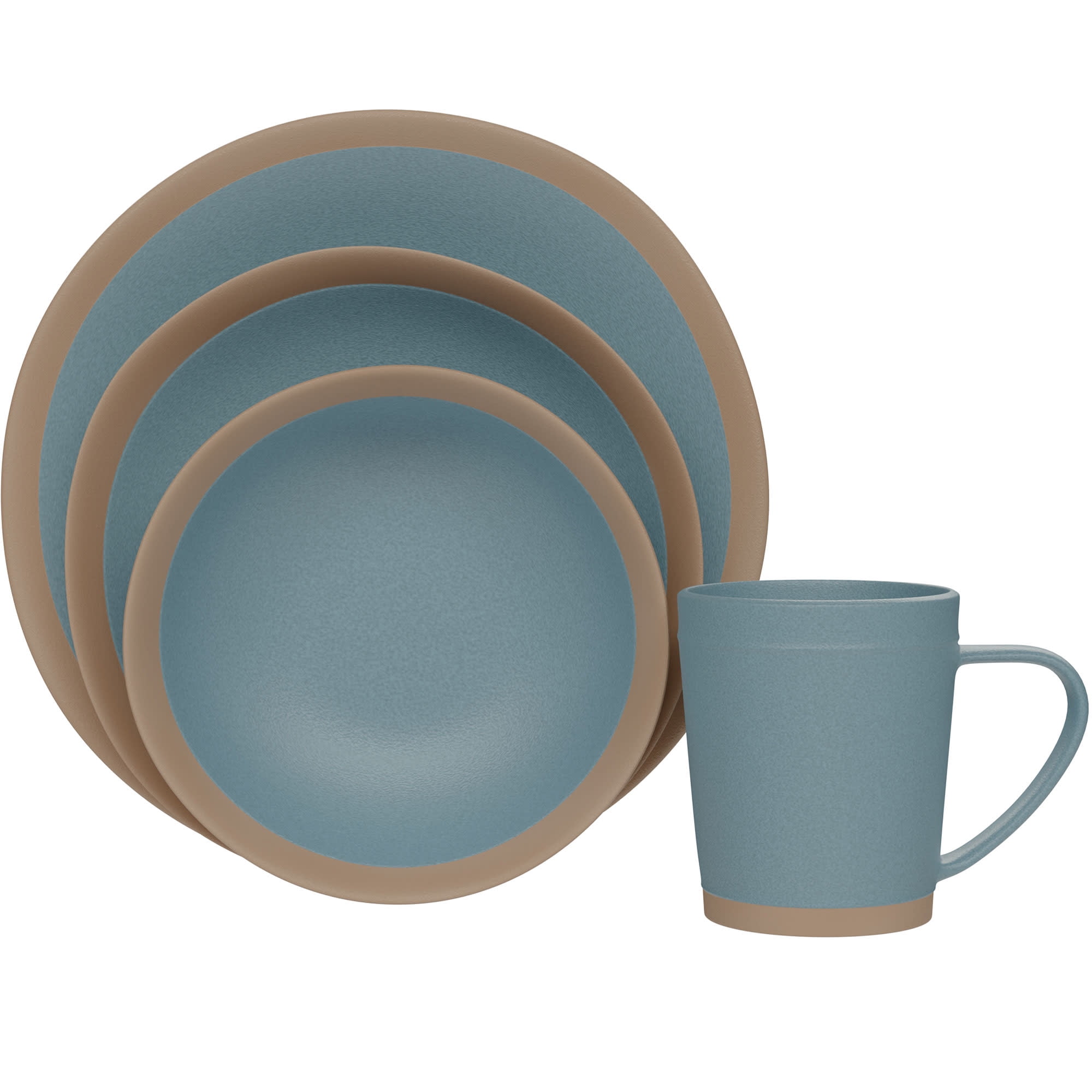 American Atelier 4-Piece Dinnerware Set with Terra Cotta Bottom - Blue - Walmart.com