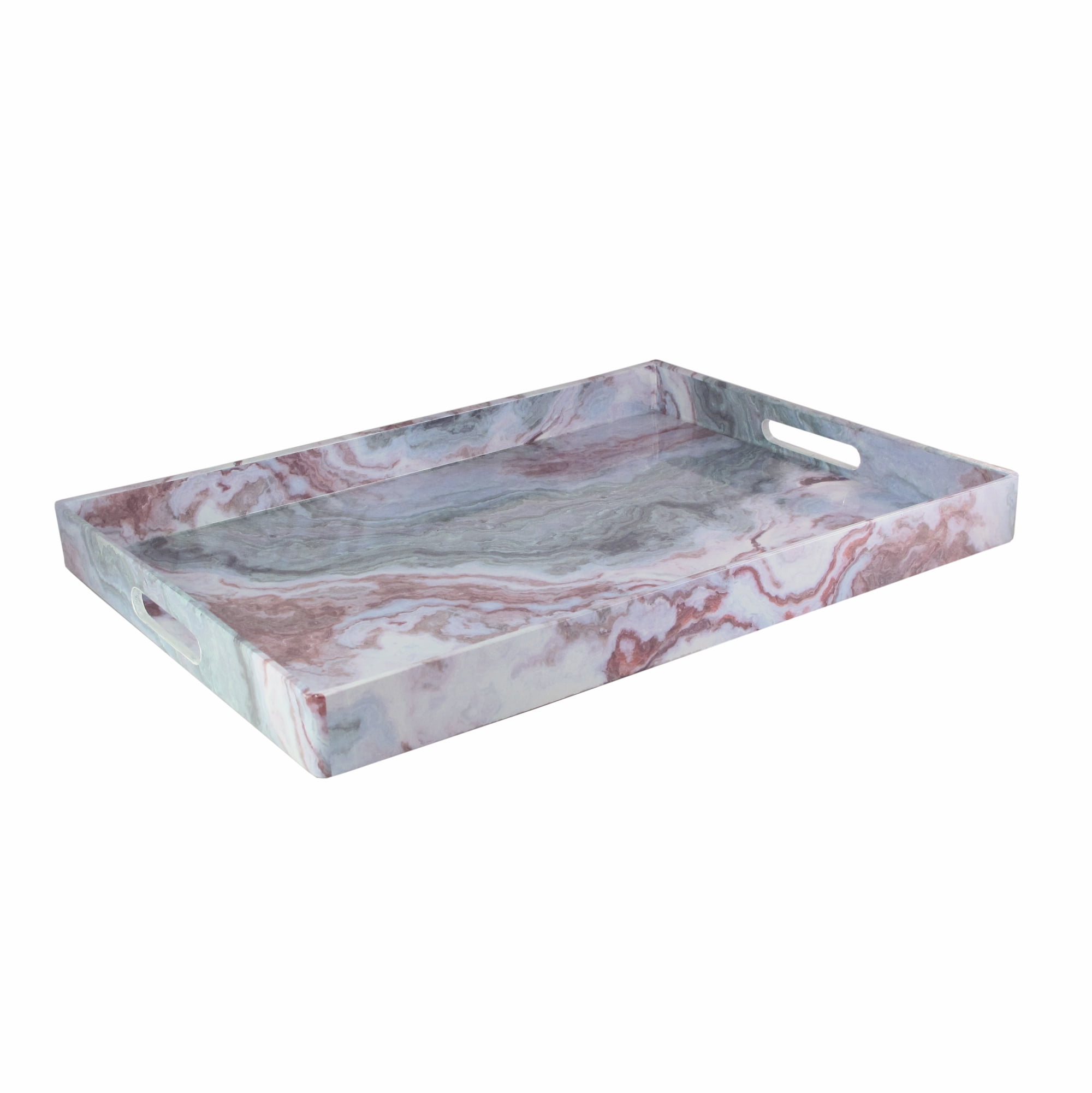 American Atelier, Acrylic Marble Red Swirl Rectangular Serving Tray ...