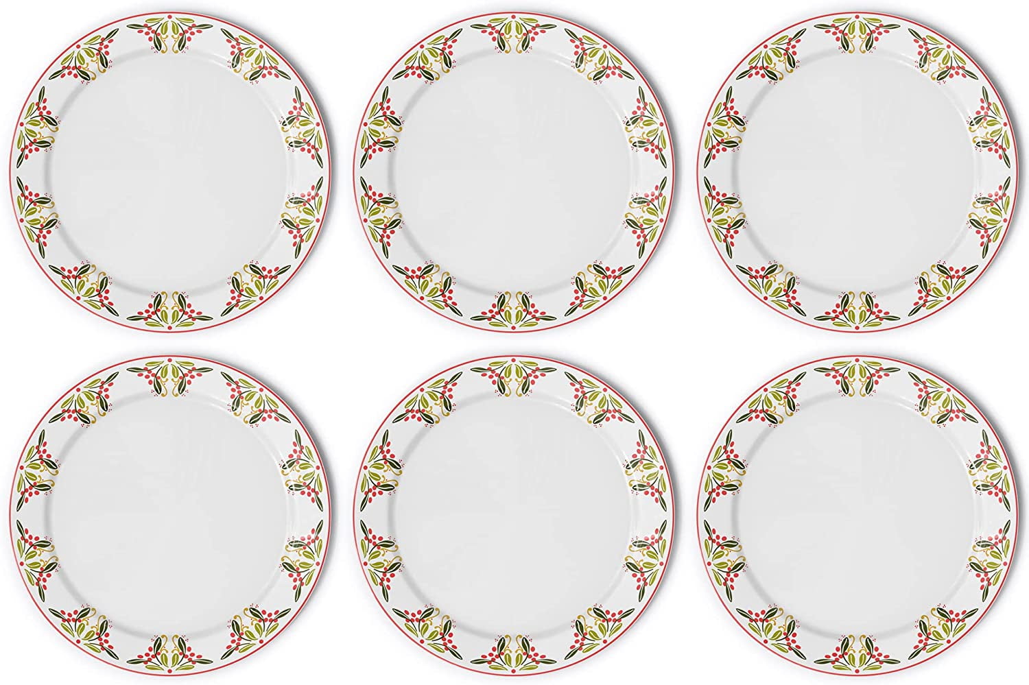 American Atelier Bargello 10-inch Holiday Plates (Set of 6) - Mistletoe ...