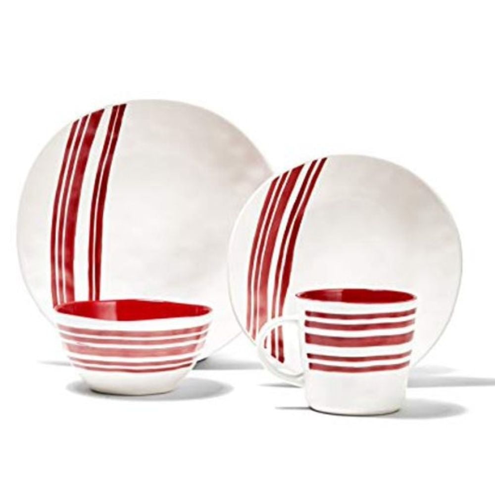 American Atelier, Bistro Red, Round, Porcelain Stoneware Dinnerware Set ...