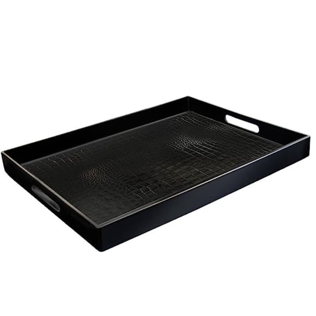 American Atelier, Black Alligator, Melamine Rectangular Serving Tray ...