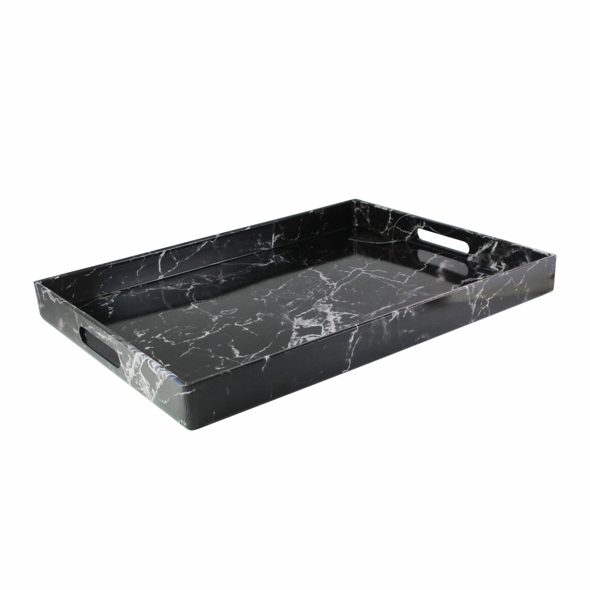 American Atelier 14"x19" Rectangular Tray, Black Marble with White Swirl - Walmart.com