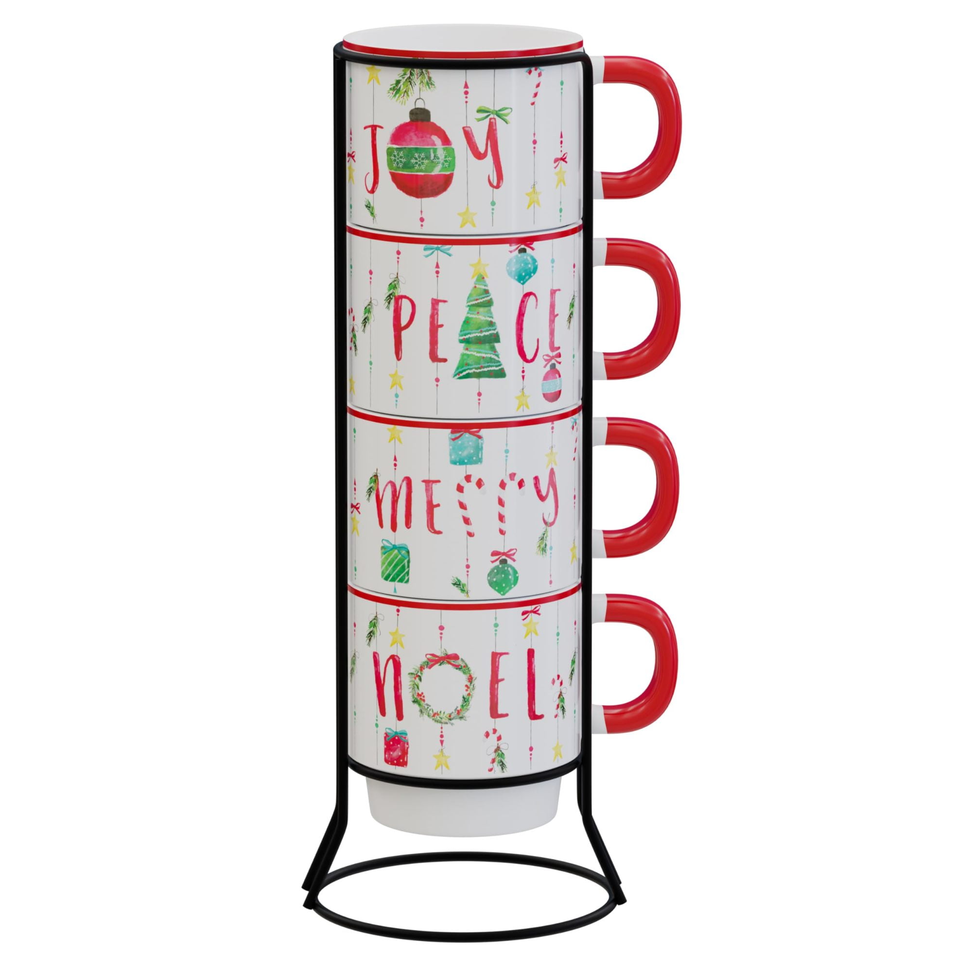 American Atelier 14 Oz Mug Set with Rack (Set of 4) - Stackable Ceramic ...