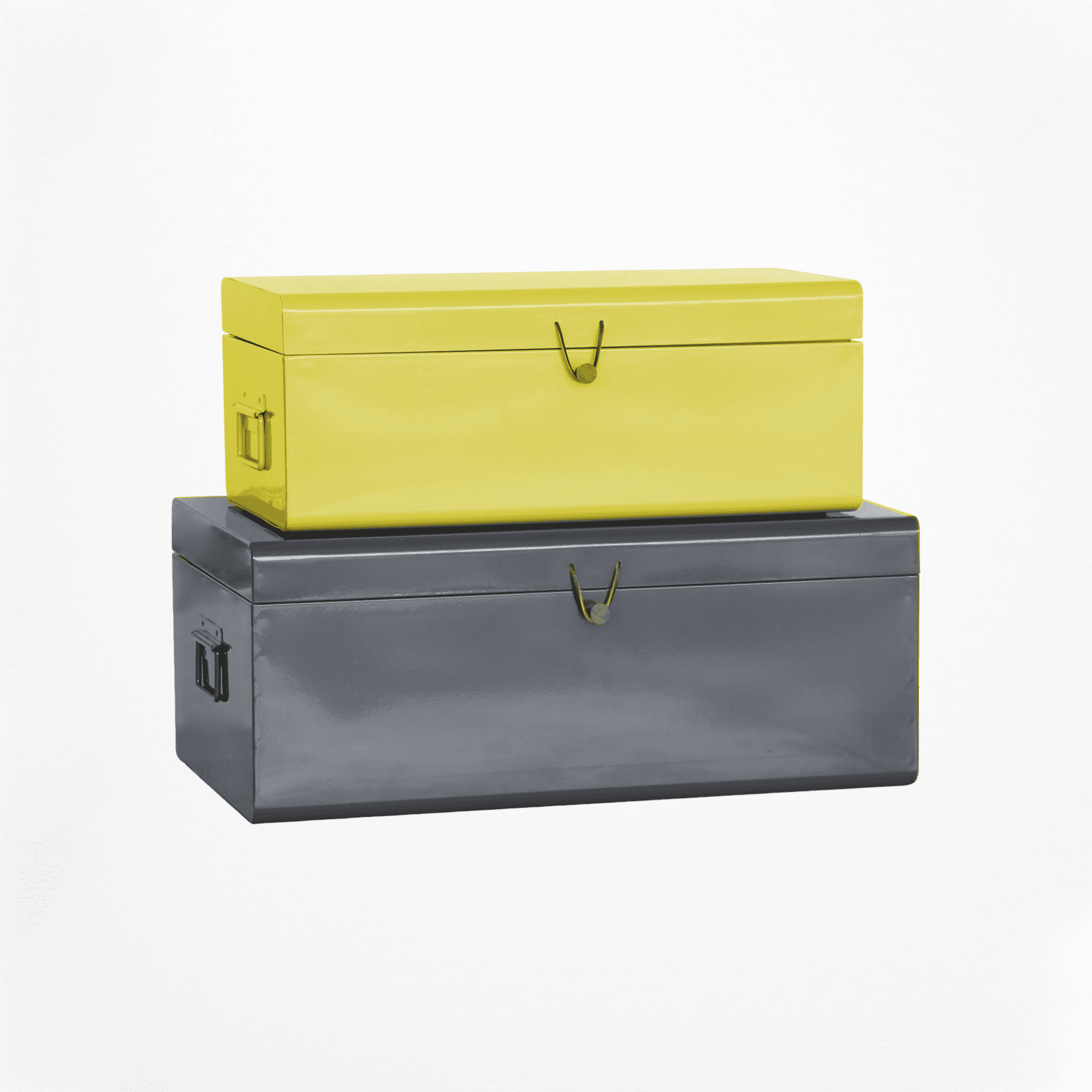 American Atelier Daven Decorative Metal Box Trunks Set of 2, Yellow and ...