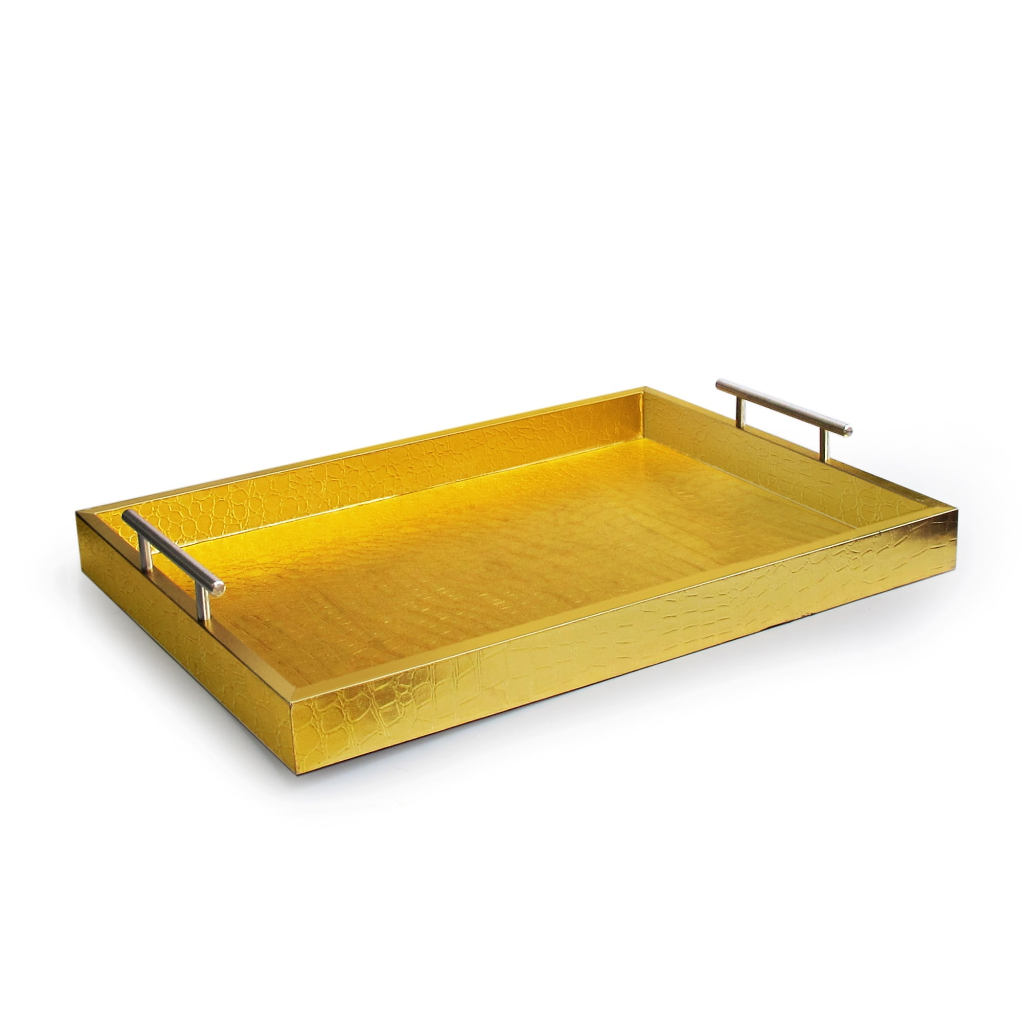 American Atelier, Gold Alligator Polypropylene Rectangular Serving Tray ...