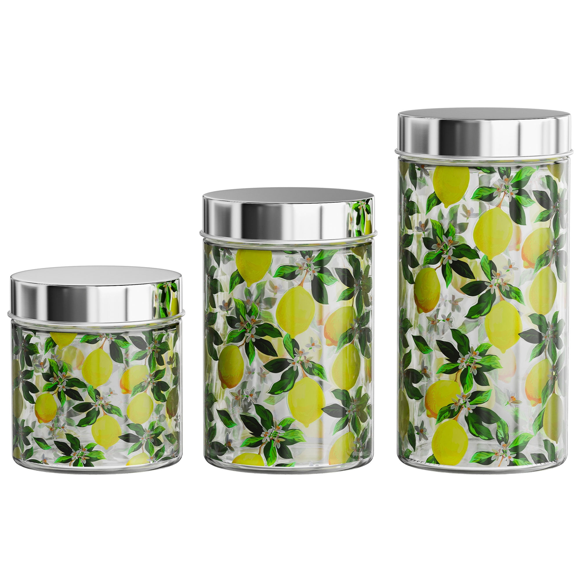 American Atelier, Round, Blossoms and Lemons Kitchen Glass Storage ...