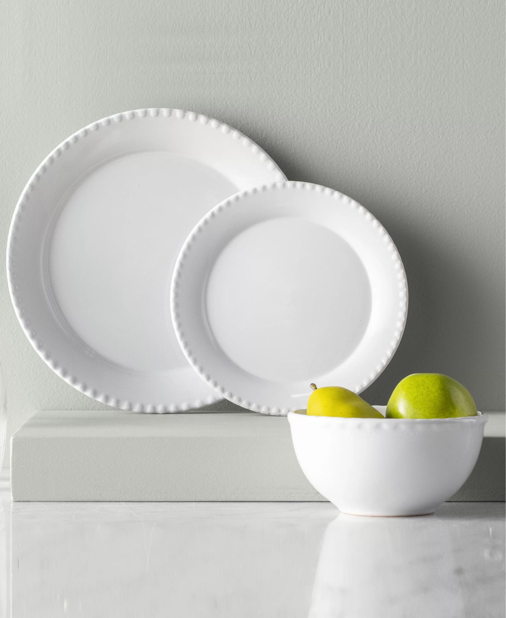 HAMILTON BEADED WHITE 12 PC DINNER SET DINNER PLATE,SALAD PLATE,BOWL ...