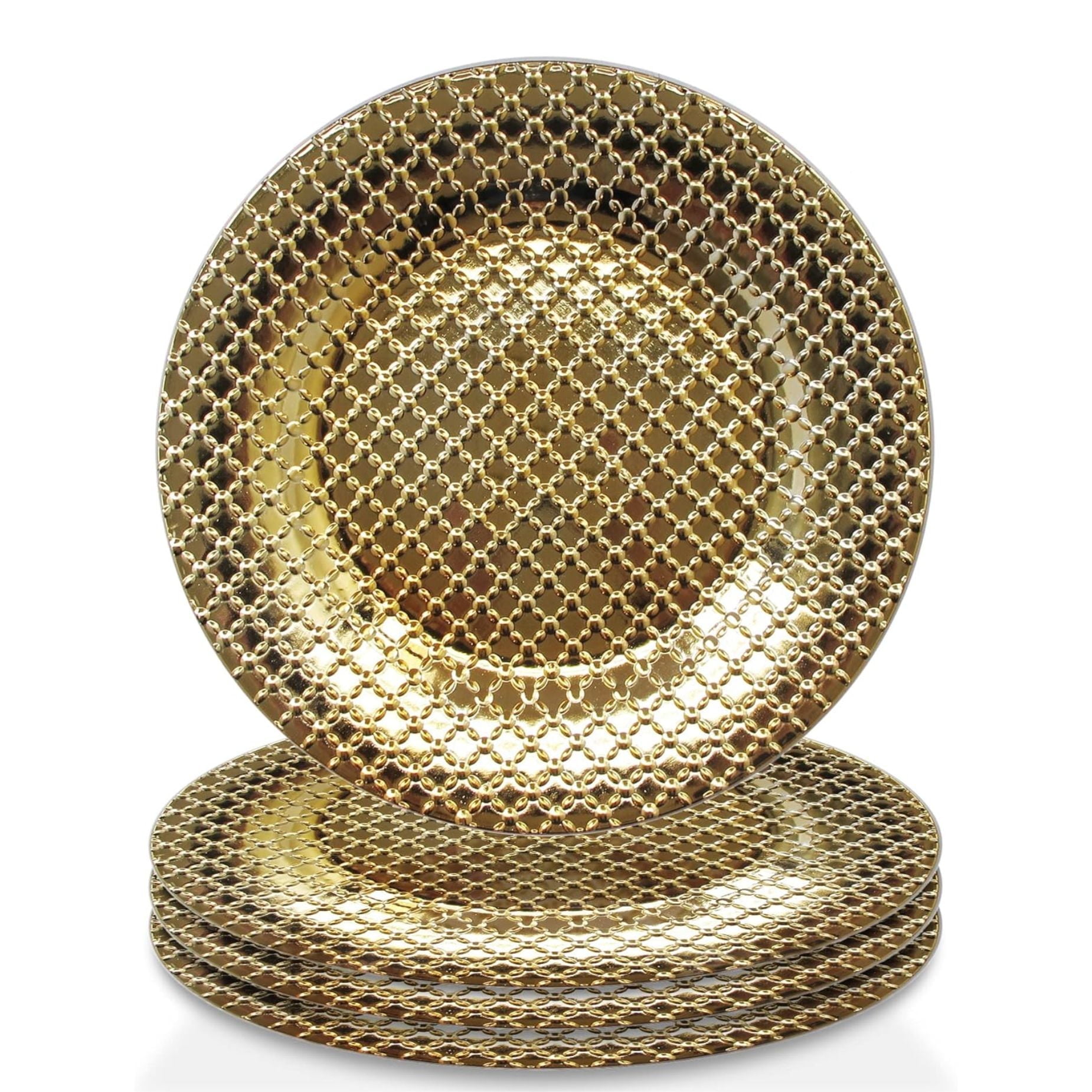 American Atelier, Round, Links Melamine Decorative Gold Charger Plates ...