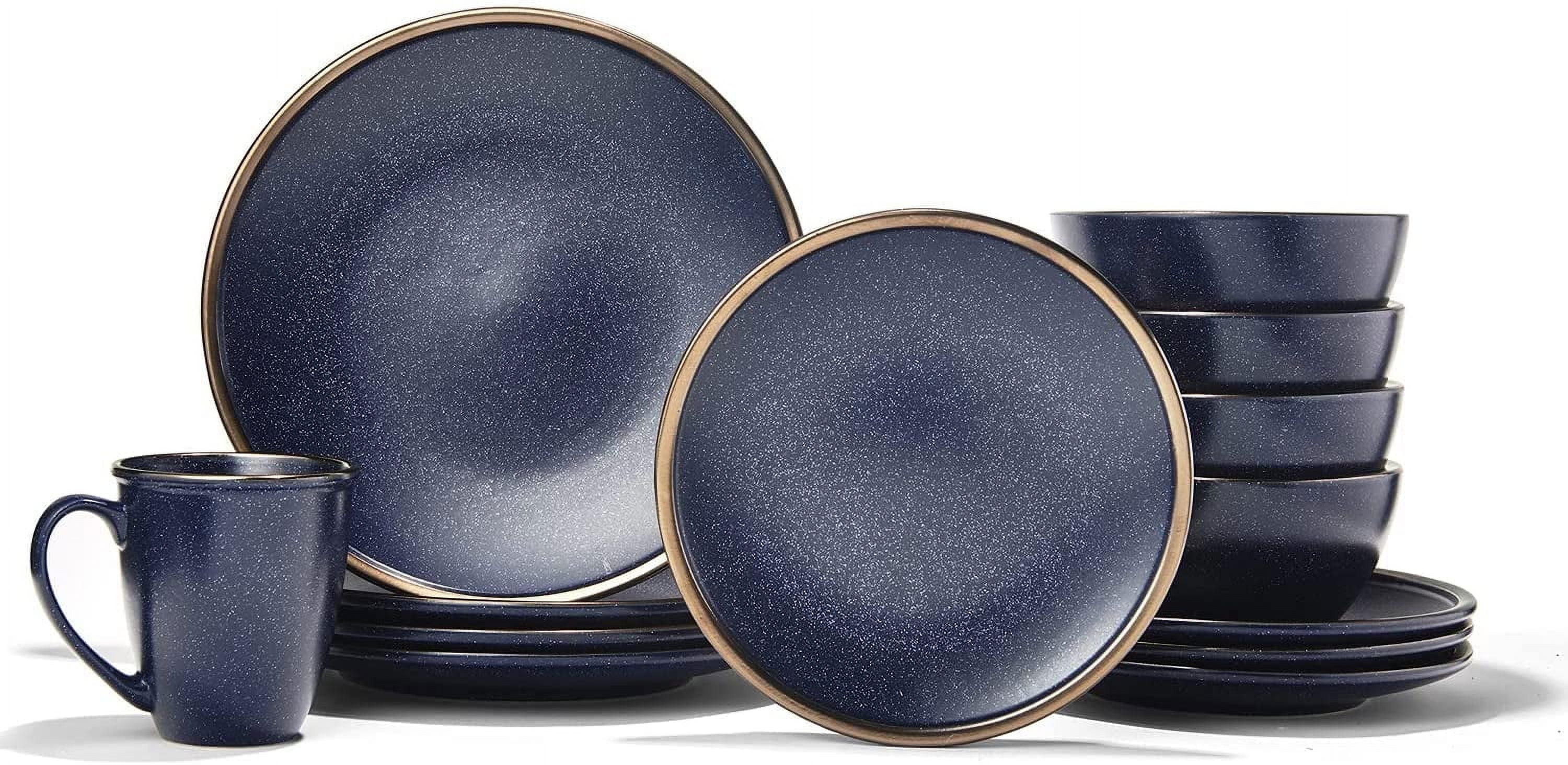 American Atelier Modern Stoneware Dishes, Round Varda Speckled Cobalt ...