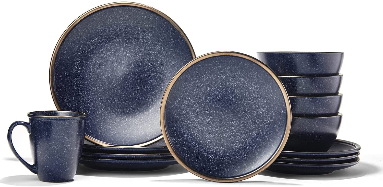 American Atelier,Round, Varda Speckled Cobalt Blue Stoneware Dinnerware ...