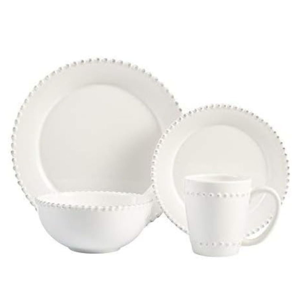 American Atelier Modern Dinnerware Set, 16-Piece, Round, White Bianca ...