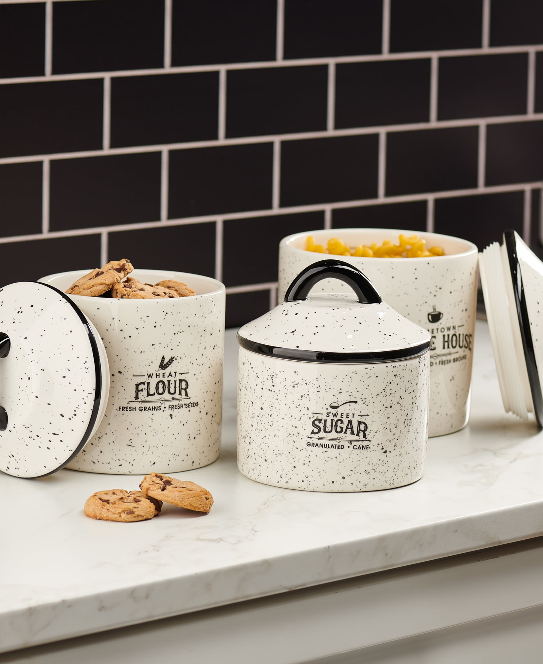 HOMETOWN COFFEE HOUSE 3 PC CANISTER SET, RB - Walmart.com