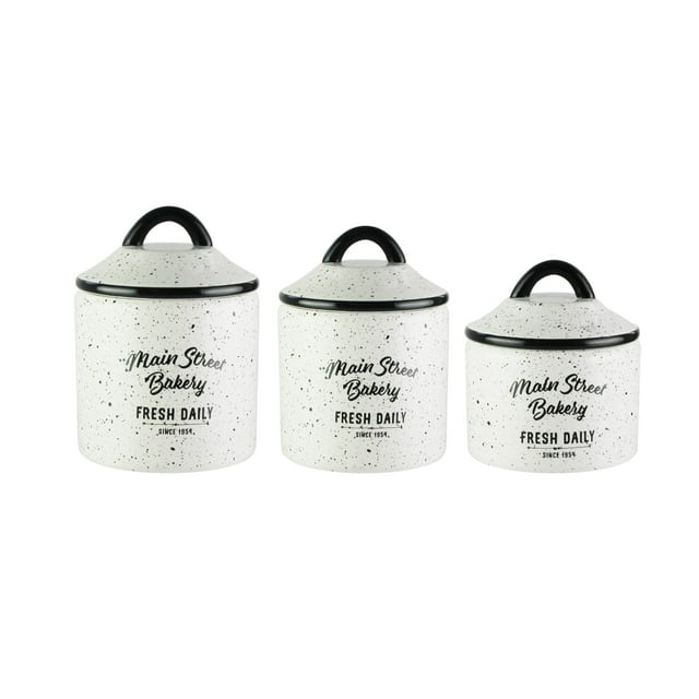 American Atelier, Round, White Ceramic Kitchen Canisters with Lids(Main ...