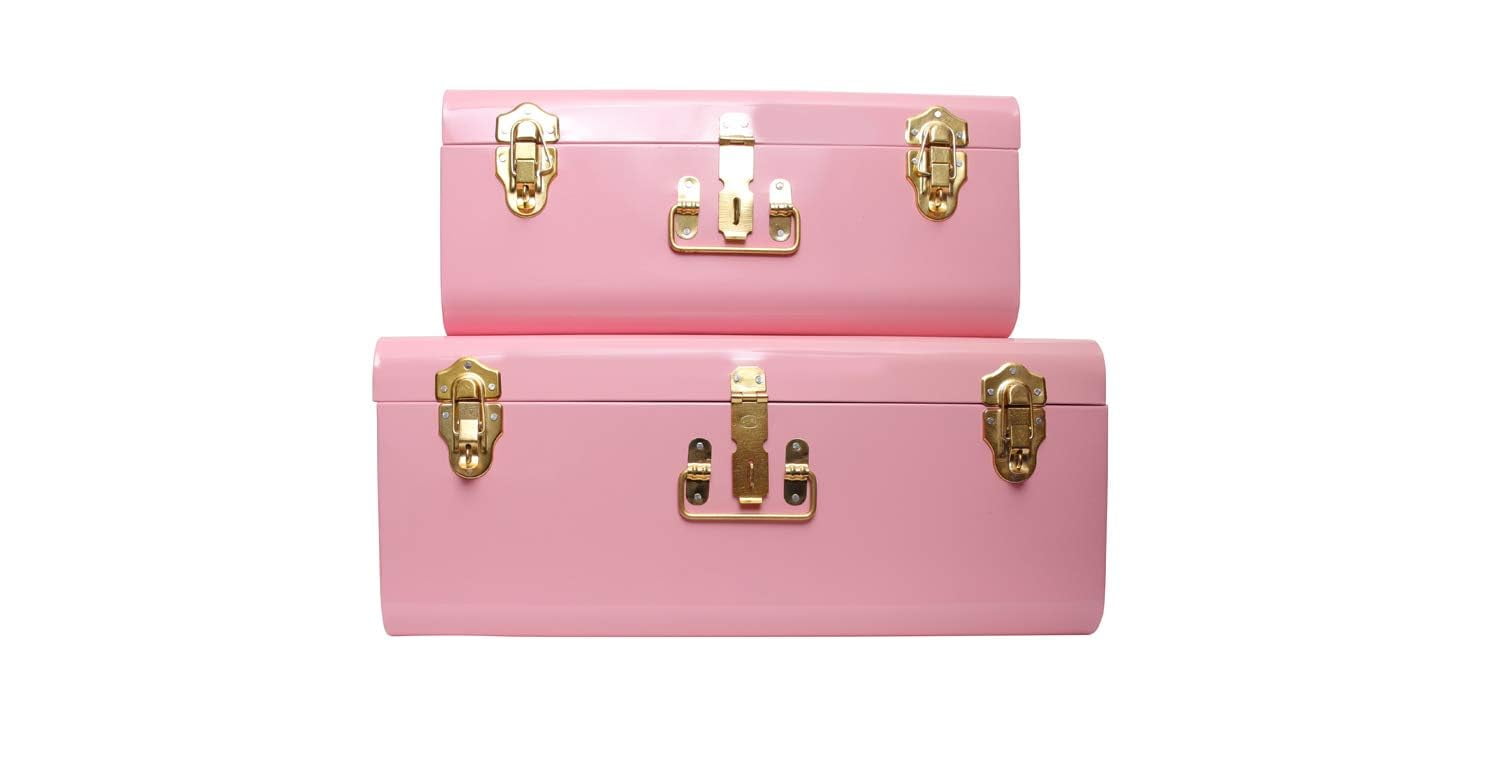 American Atelier Trunks | Set of 2 | Pink | Vintage Style Storage with ...