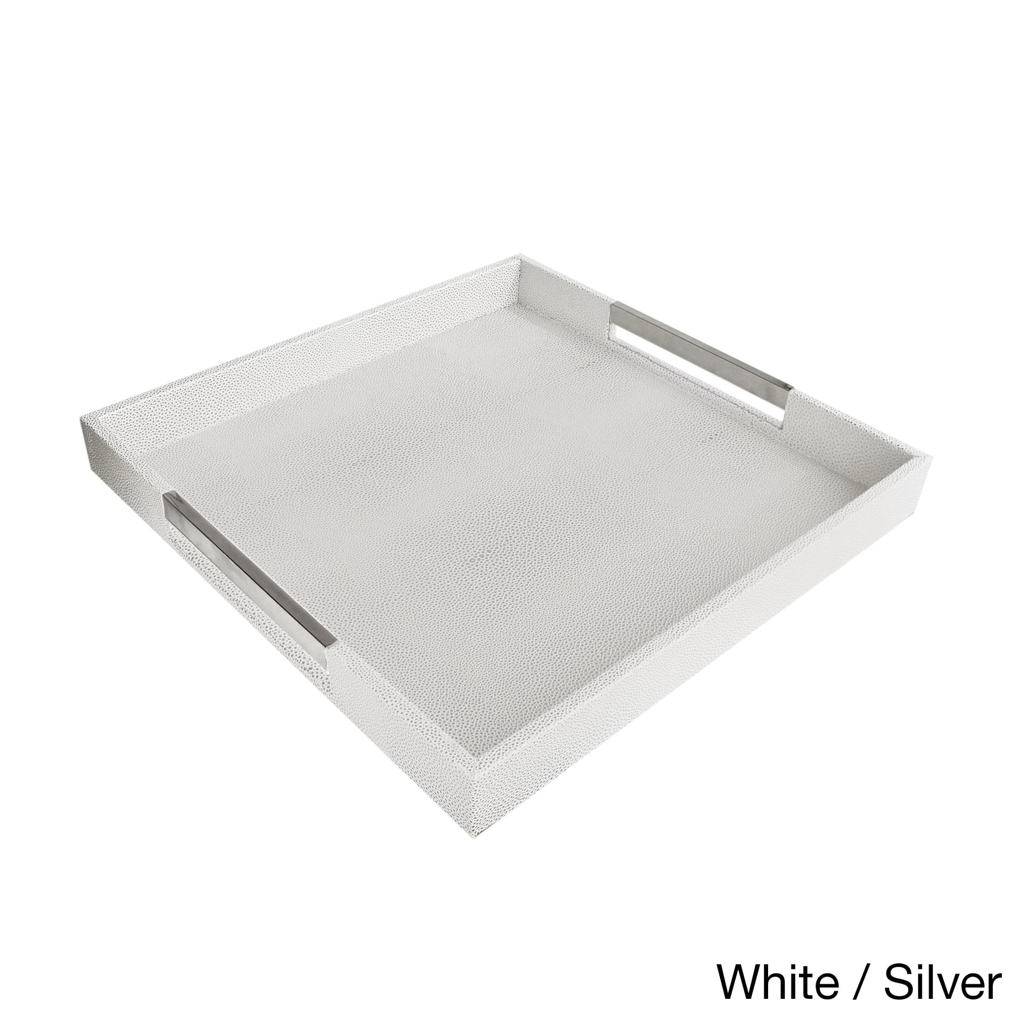 American Atelier, White and Gray, Melamine Square Serving Tray with ...