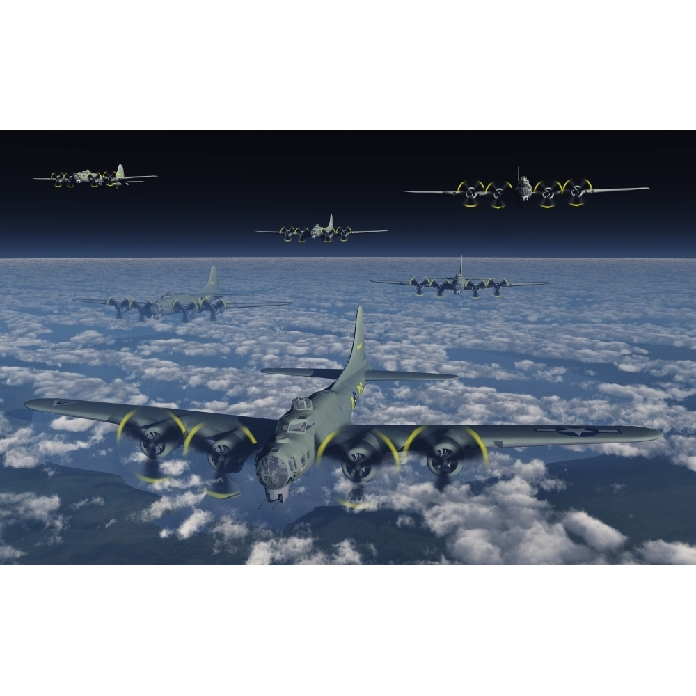 American B-17 Flying Fortress bombers flying In Formation. Poster Print ...