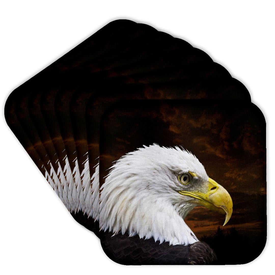 3dRose, American Bald Eagle Art Home Décor and Art, Set of 8 Coasters ...
