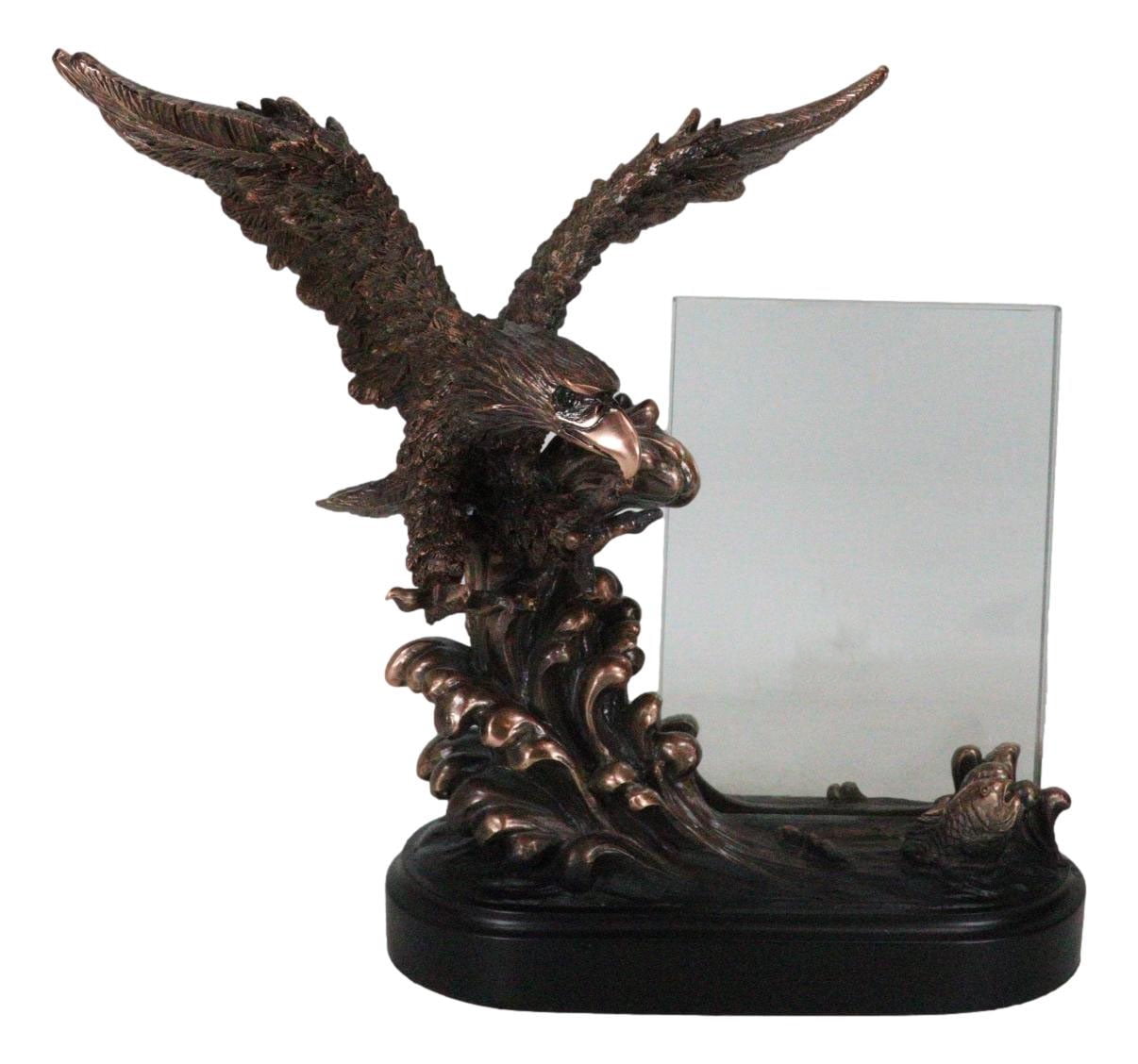 American Bald Eagle Catching Fish In Water Statue With 4X6 Engravable ...