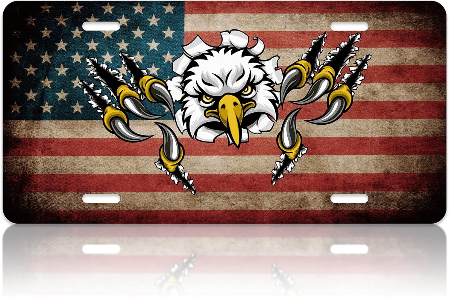 American Bald Eagle Flag Car Front License Plate Cover Retro USA Flag ...