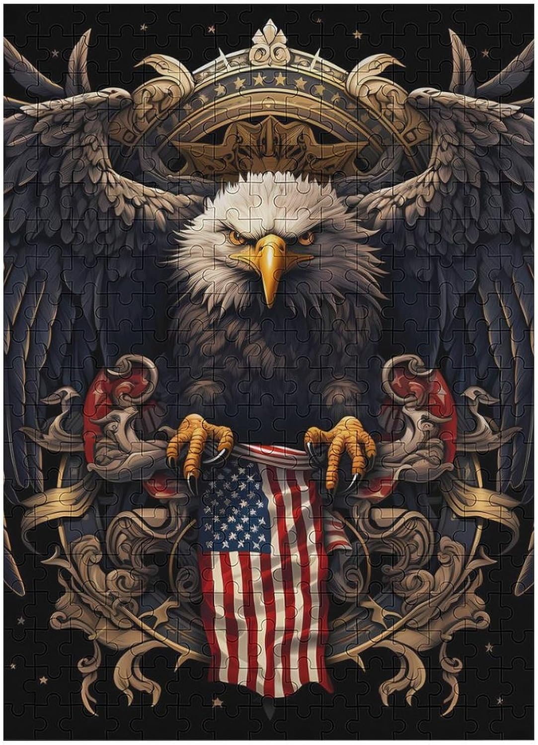 American Bald Eagle Flag Jigsaw Puzzles Personalized Picture Puzzle ...