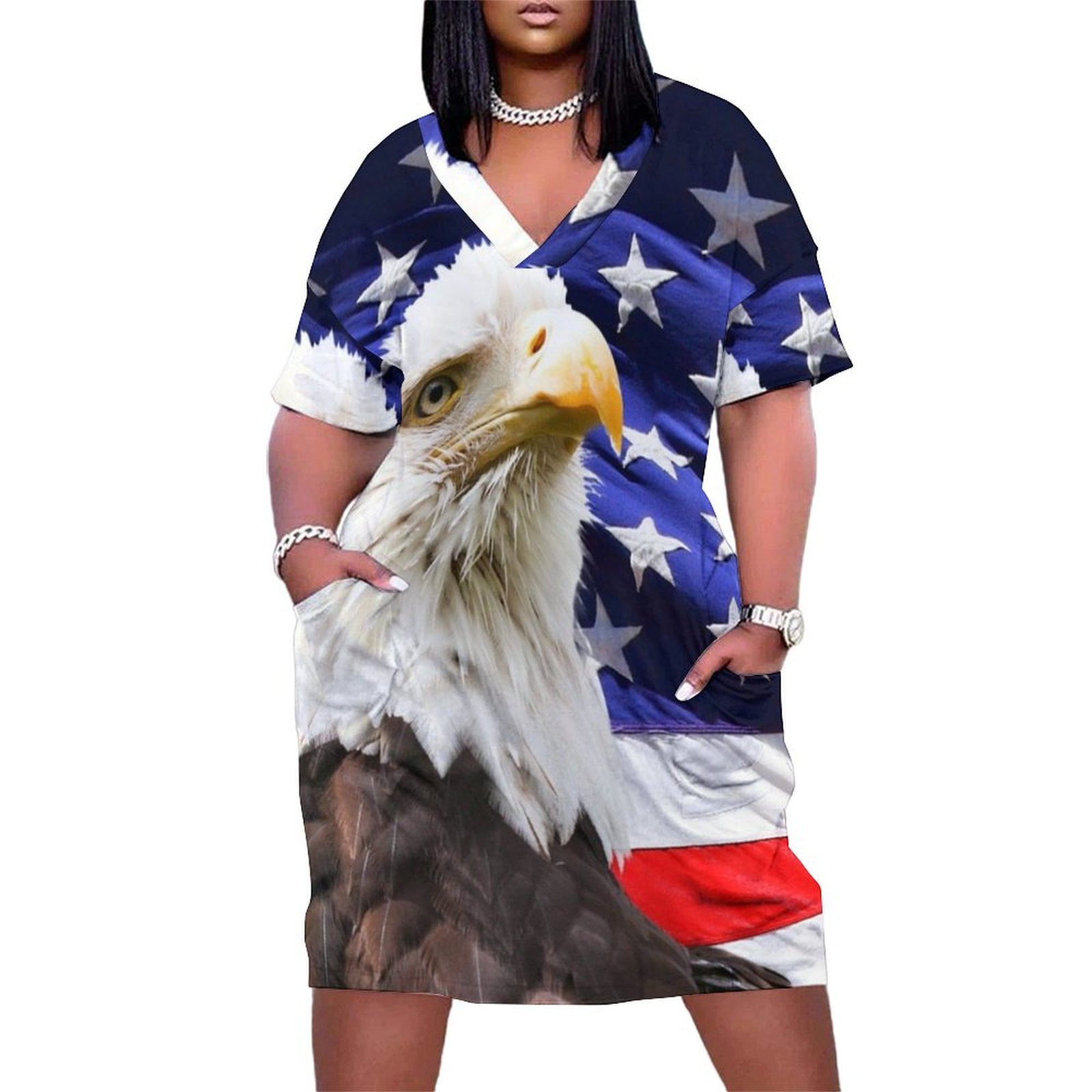 American Bald Eagle Flag Loose Pocket Dress dresses for special events elegant evening dresses ...