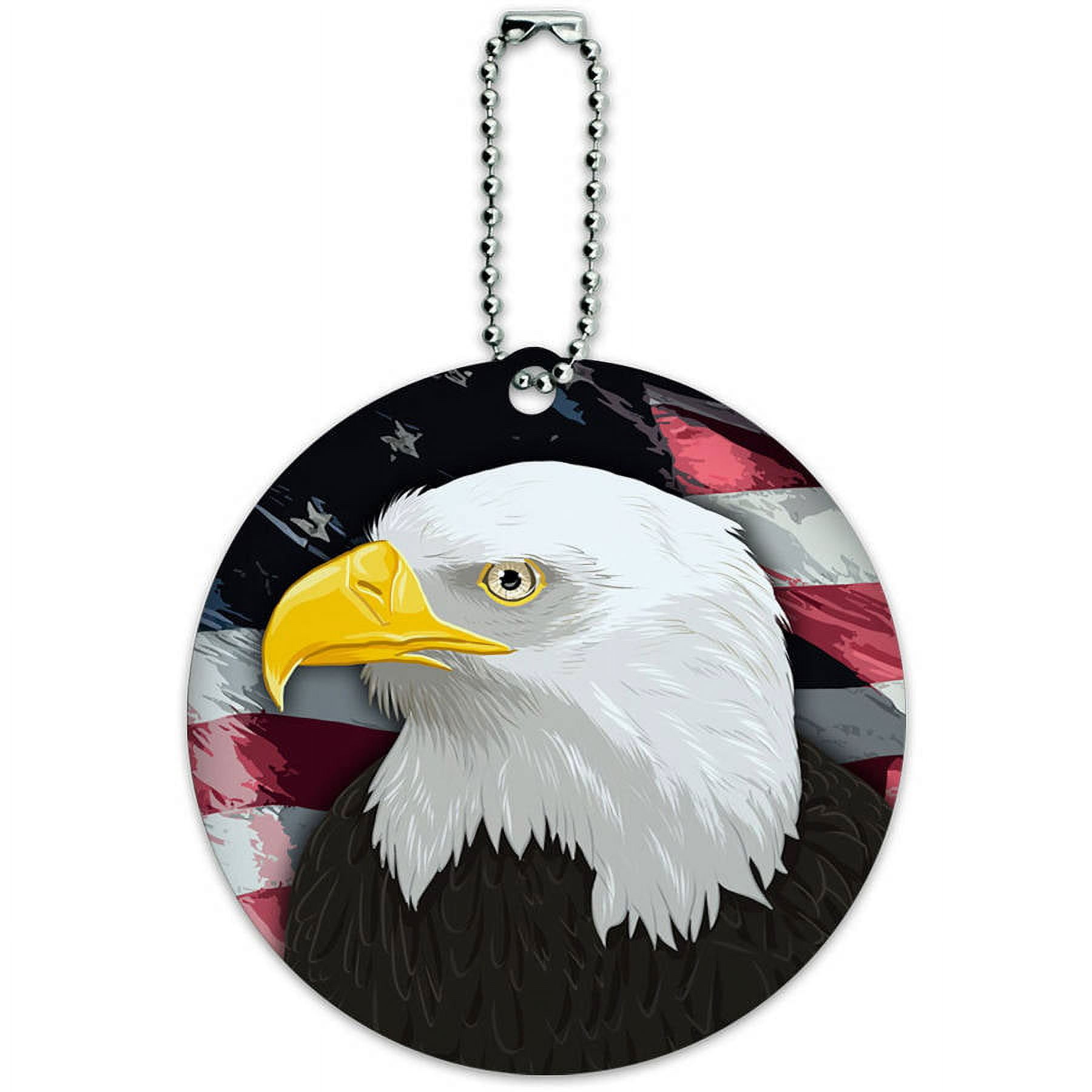 American Bald Eagle Flag USA Patriotic Round Luggage ID Tag Card for ...