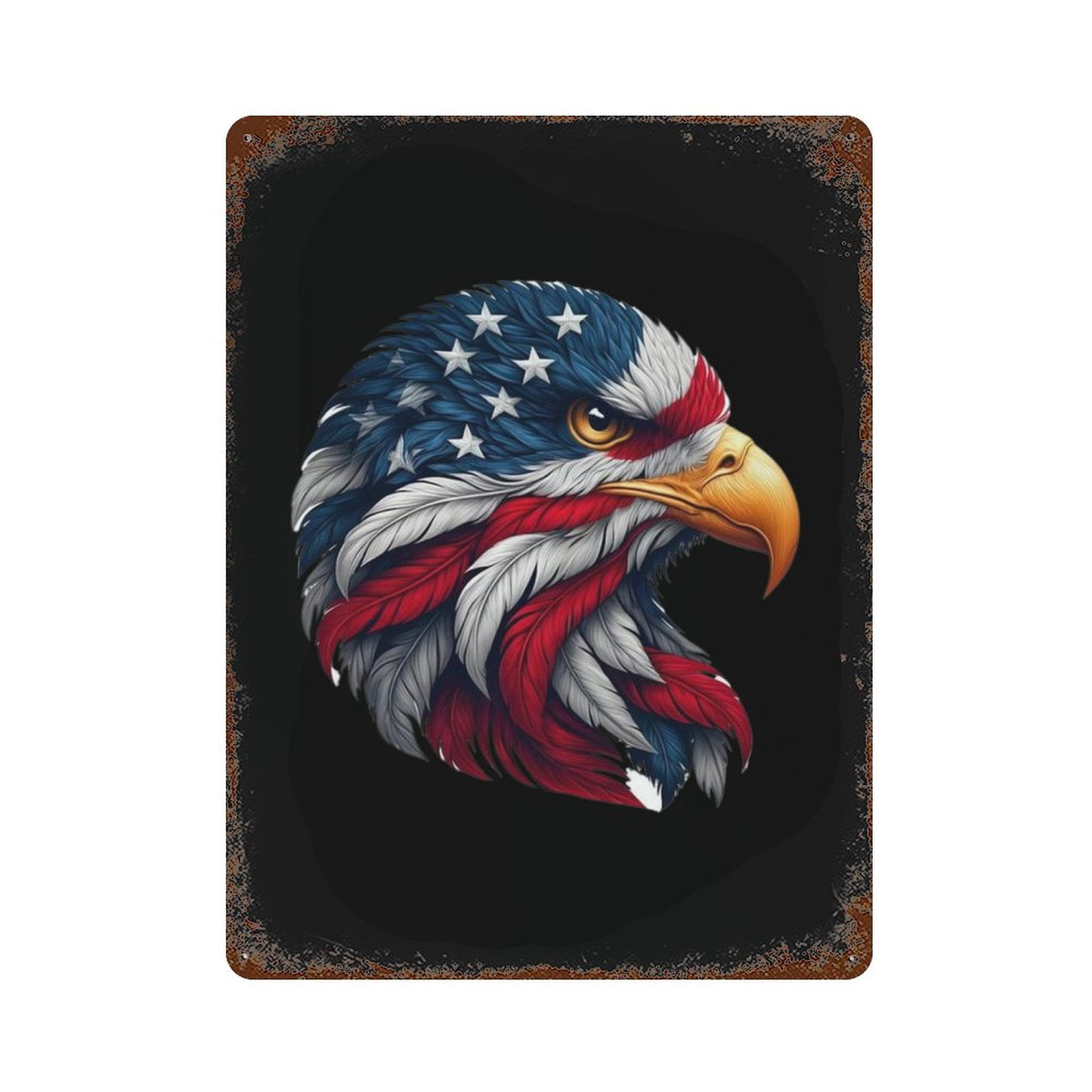 American Bald Eagle Flag Vintage Comic Poster Tin Signs Wall Art Metal ...