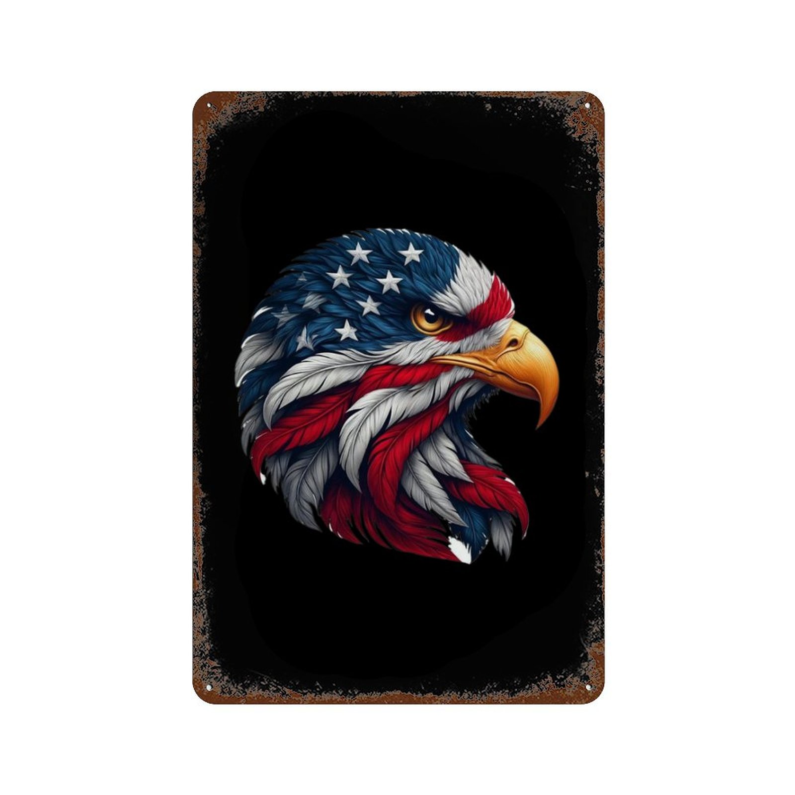 American Bald Eagle Flag Vintage Comic Poster Tin Signs Wall Art Metal ...