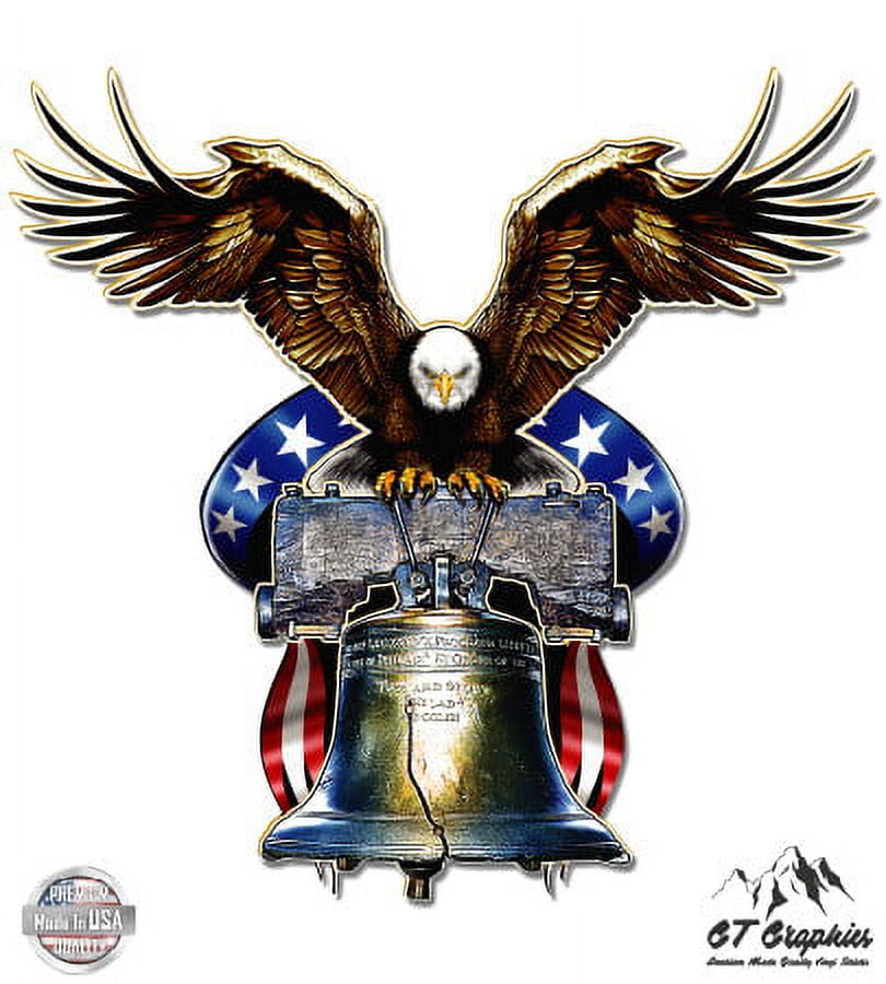 American Bald Eagle Liberty Bell - 8" Vinyl Sticker - For Car Laptop I ...