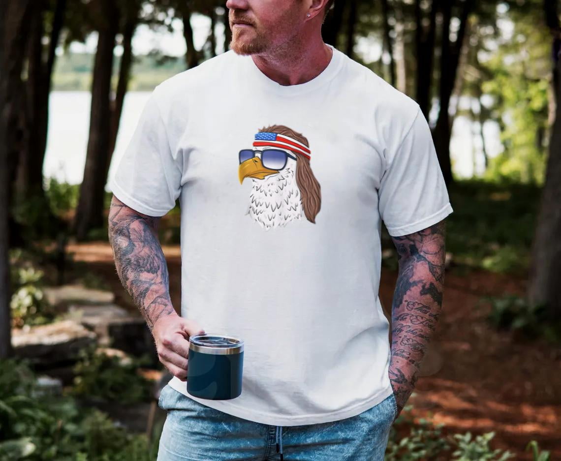 American Bald Eagle Mullet Funny 4th of July Unisex T-Shirt StockSomewhere, for men & women, up ...