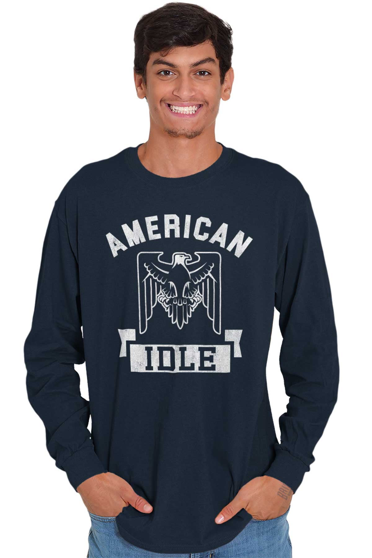 American Idle Bald Eagle Patriotic Unisex Plus Size Long Sleeve T Shirt Brisco Brands 2X ...