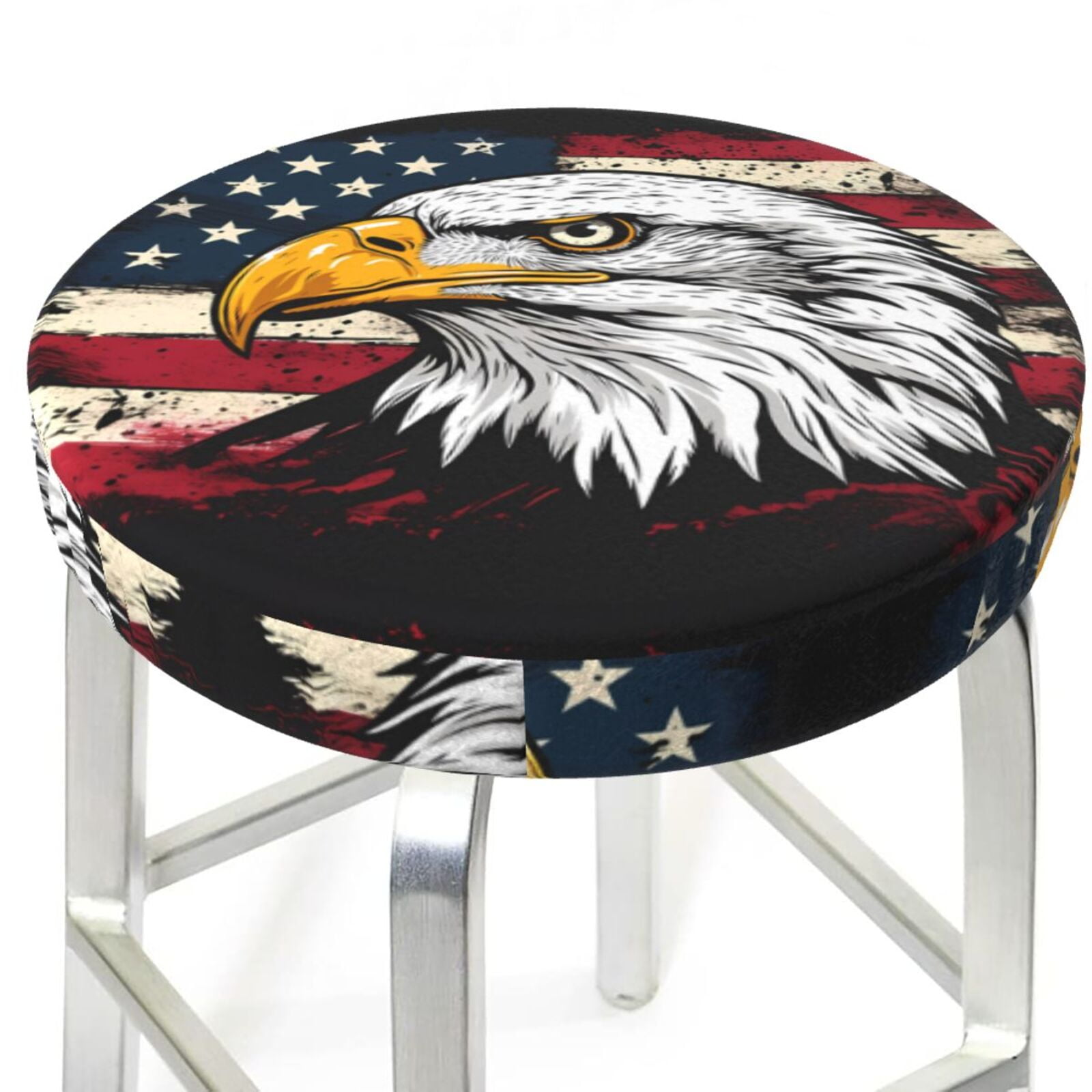 American Bald Eagle Round Bar Stool Covers, Soft Velvet Bar Stool Seat Covers, 12-14'' Bar Stool ...